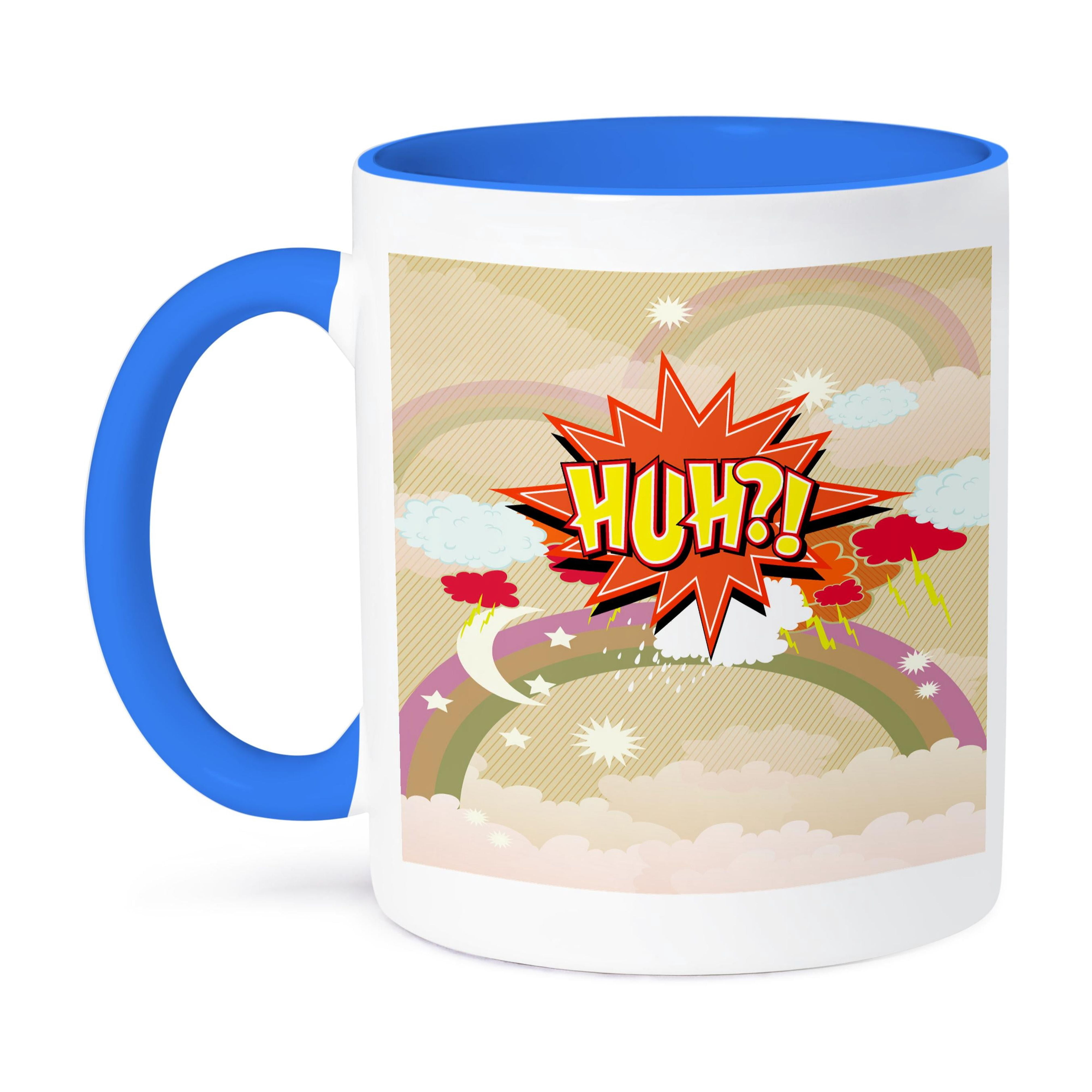 Huh Comic Book Style Expression With Rainbow Sky Background Modern ...
