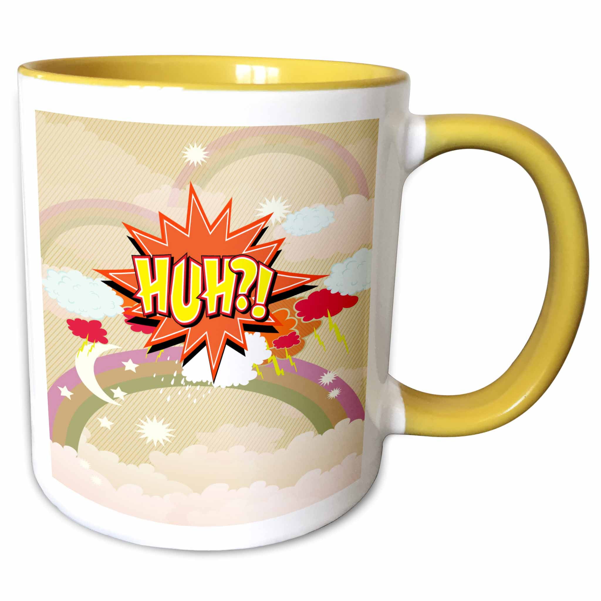 Huh Comic Book Style Expression With Rainbow Sky Background Modern ...
