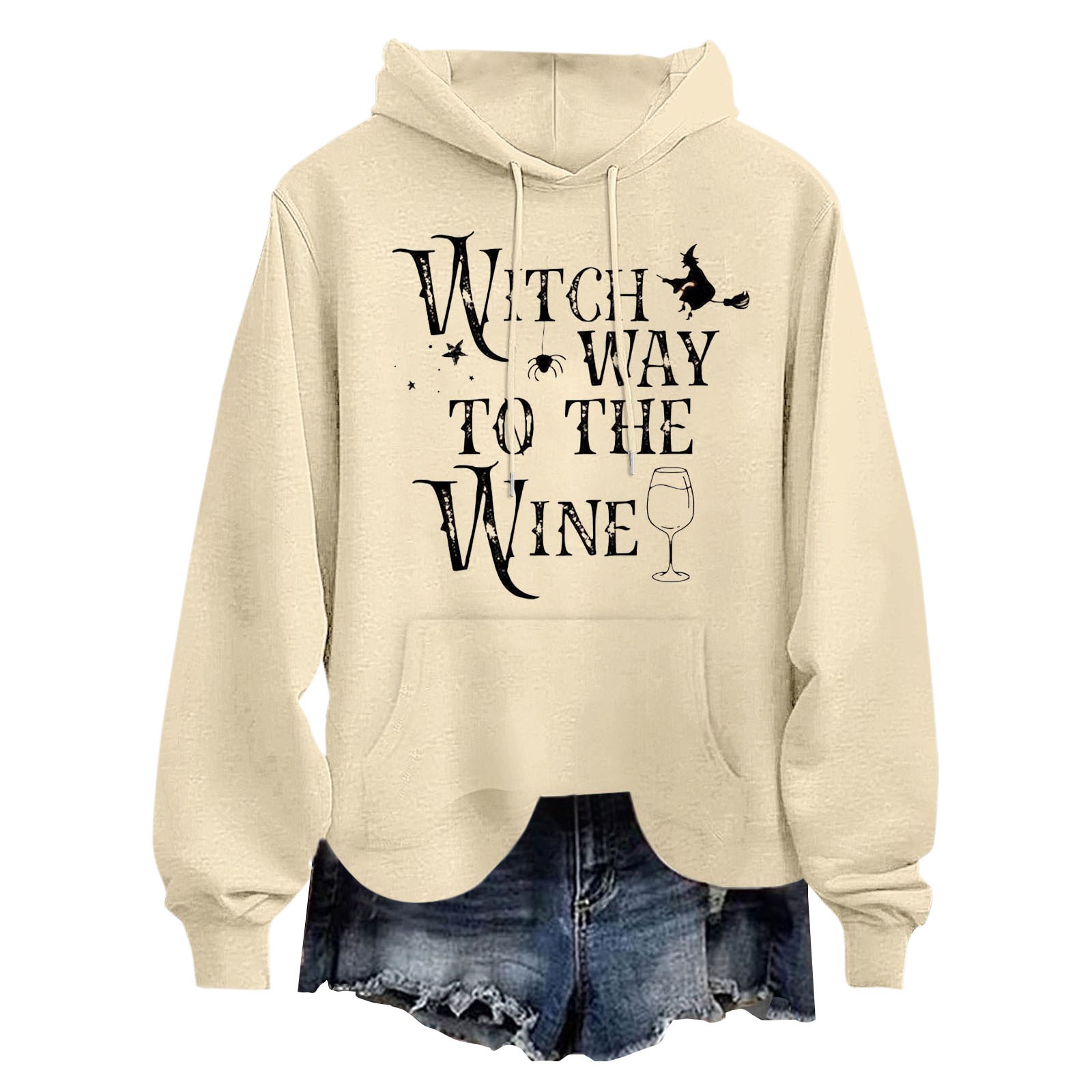 Huhua Halloween Sweatshirt Womens, Witch Way to the Wine Shirt ...