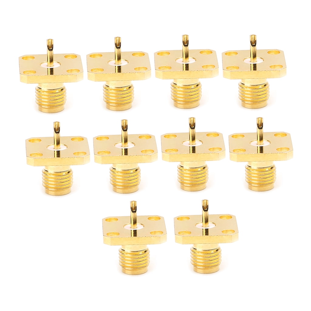 Huhudde 10pcs SMA Female Chassis Panel Mount 4 Hole Post Terminal RF ...