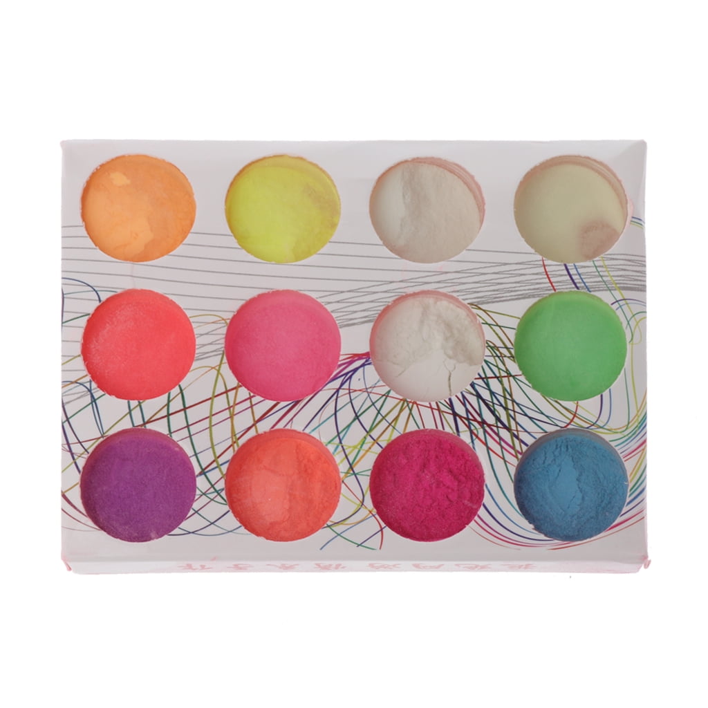 Huhudde 12 Colors Fluorescent Super Bright Glow-in-the-Dark Powder ...