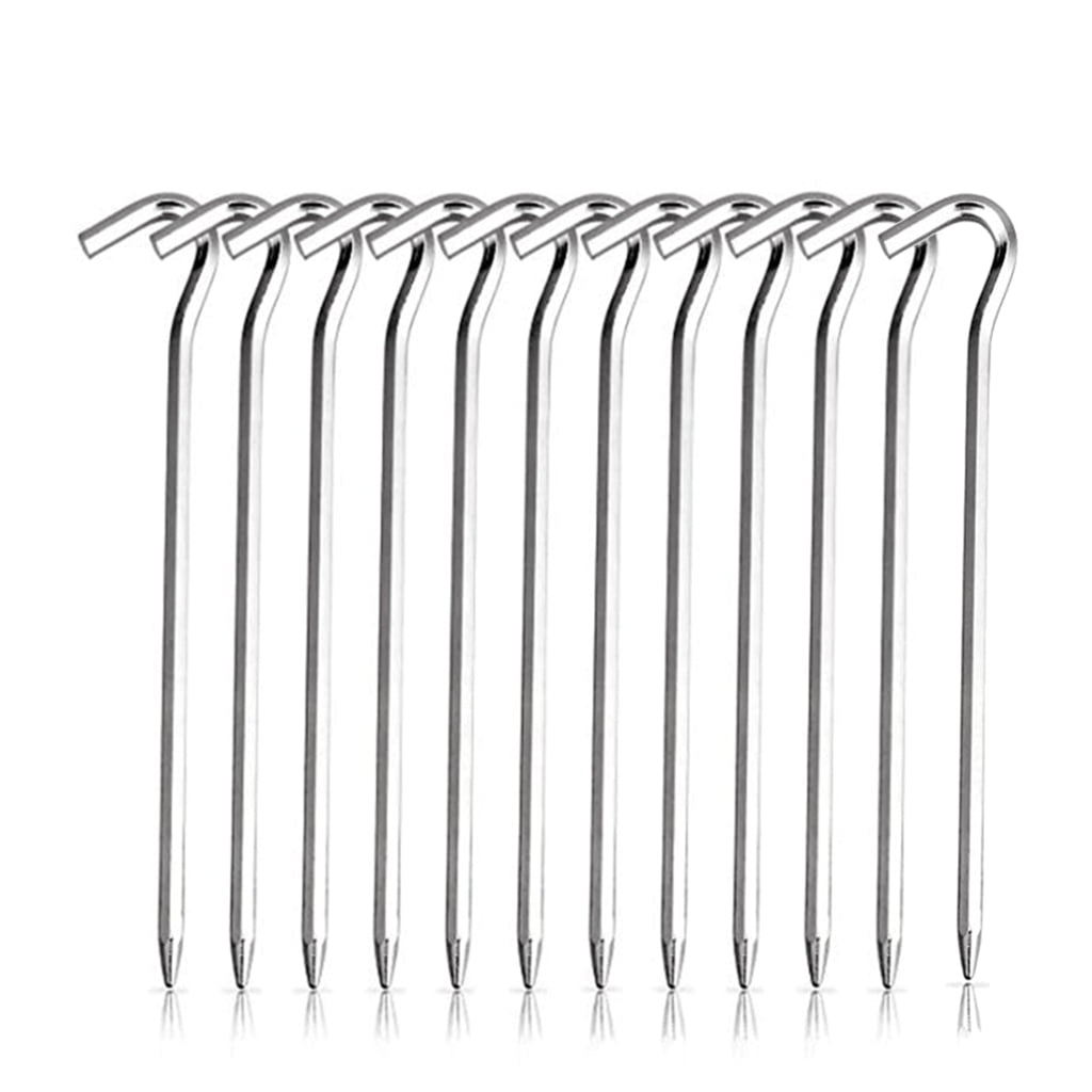 Huhudde 12 Pcs Camping Tent Stakes Lightweight Canopy Stakes Pegs Tent ...