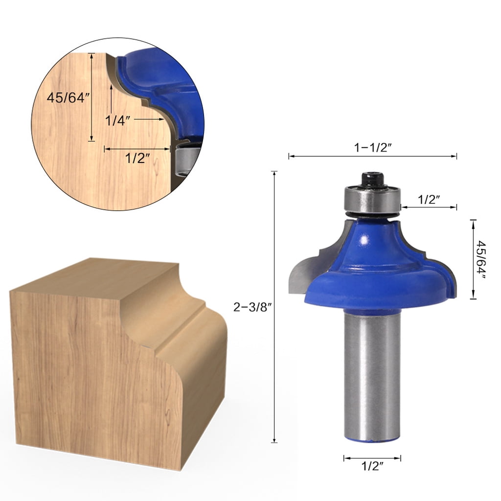 Huhudde 12mm 1/2" Shank Corner Round Over Router Bit with Bearing ...