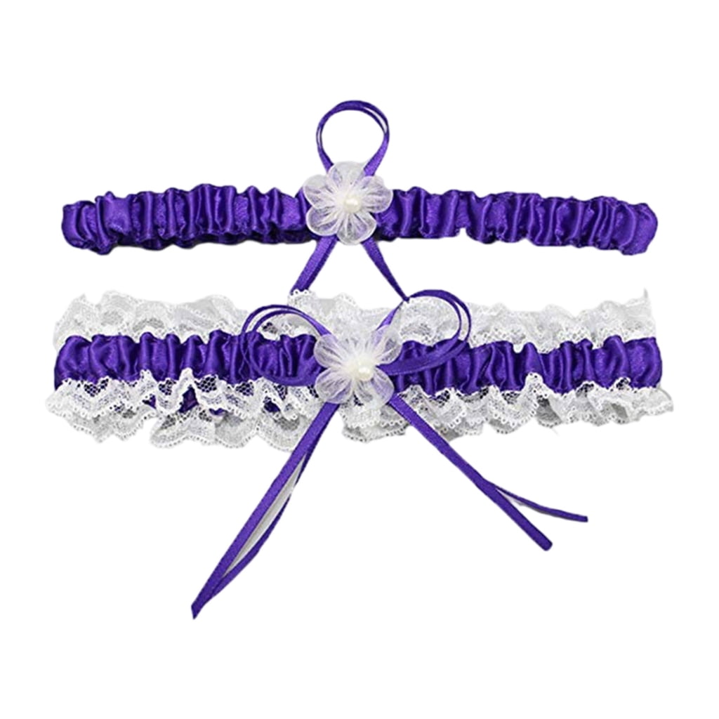 Huhudde 2Pieces Elastic Wedding Garters Set Ruffle Lace Design with ...