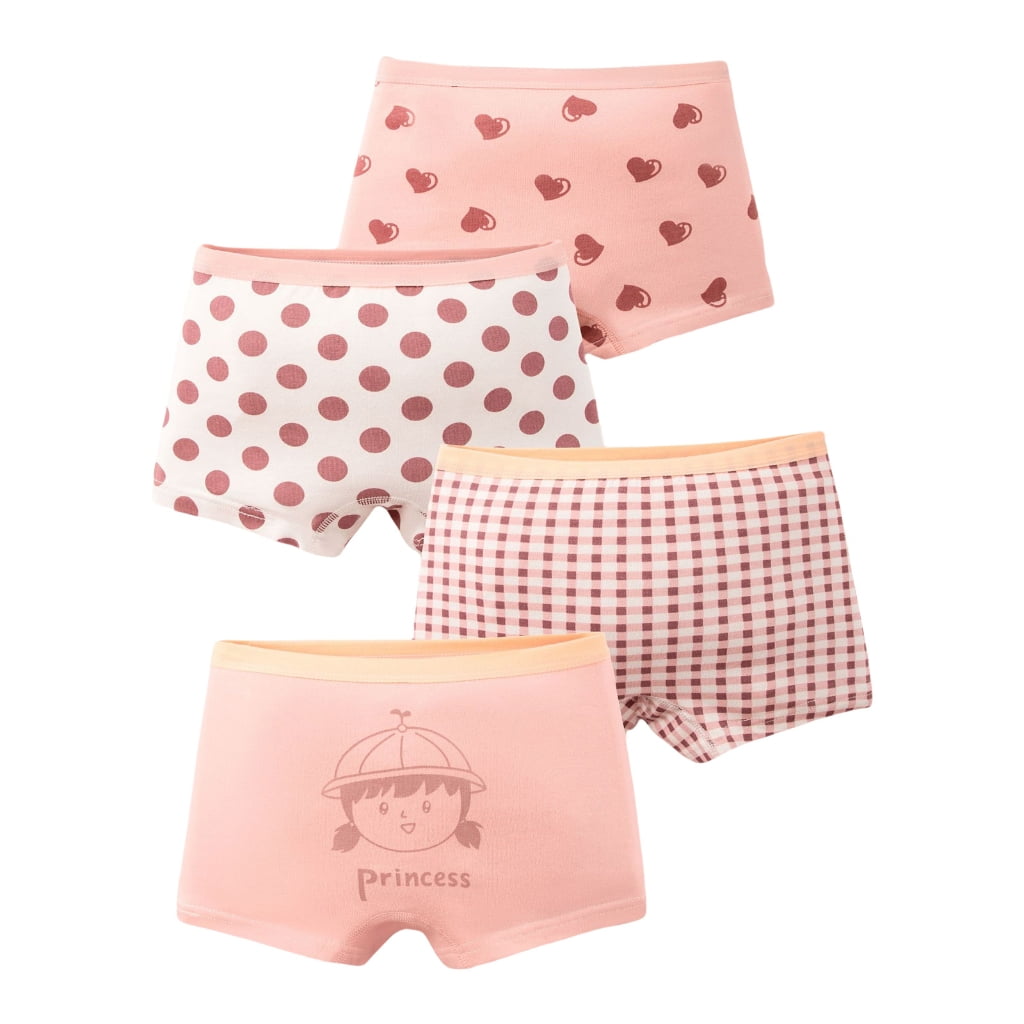 Huhudde 4 Pack Girls' Cotton Boxers Briefs Elastic Waist Cartoon Boy ...