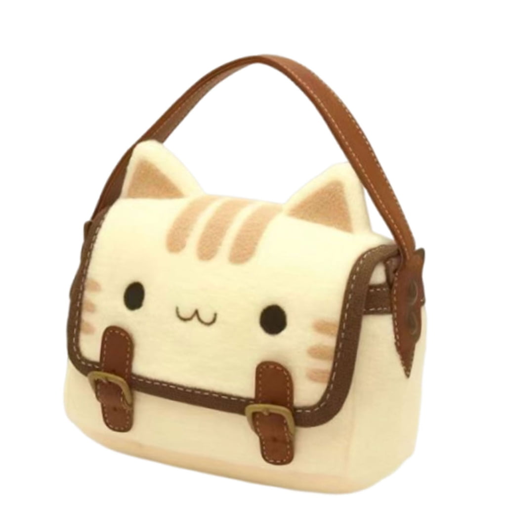 Huhudde Ergonomic Cats Shaped Plush Handbag Top Handle Bag Creative ...