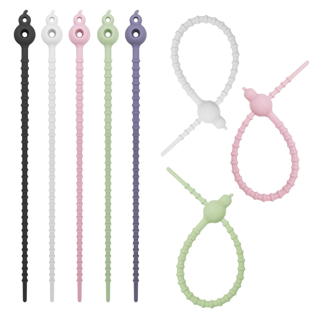 Huhudde Pack Of 5 Silicone Cable Ties Reusable Rubber Cord Multi Color ...