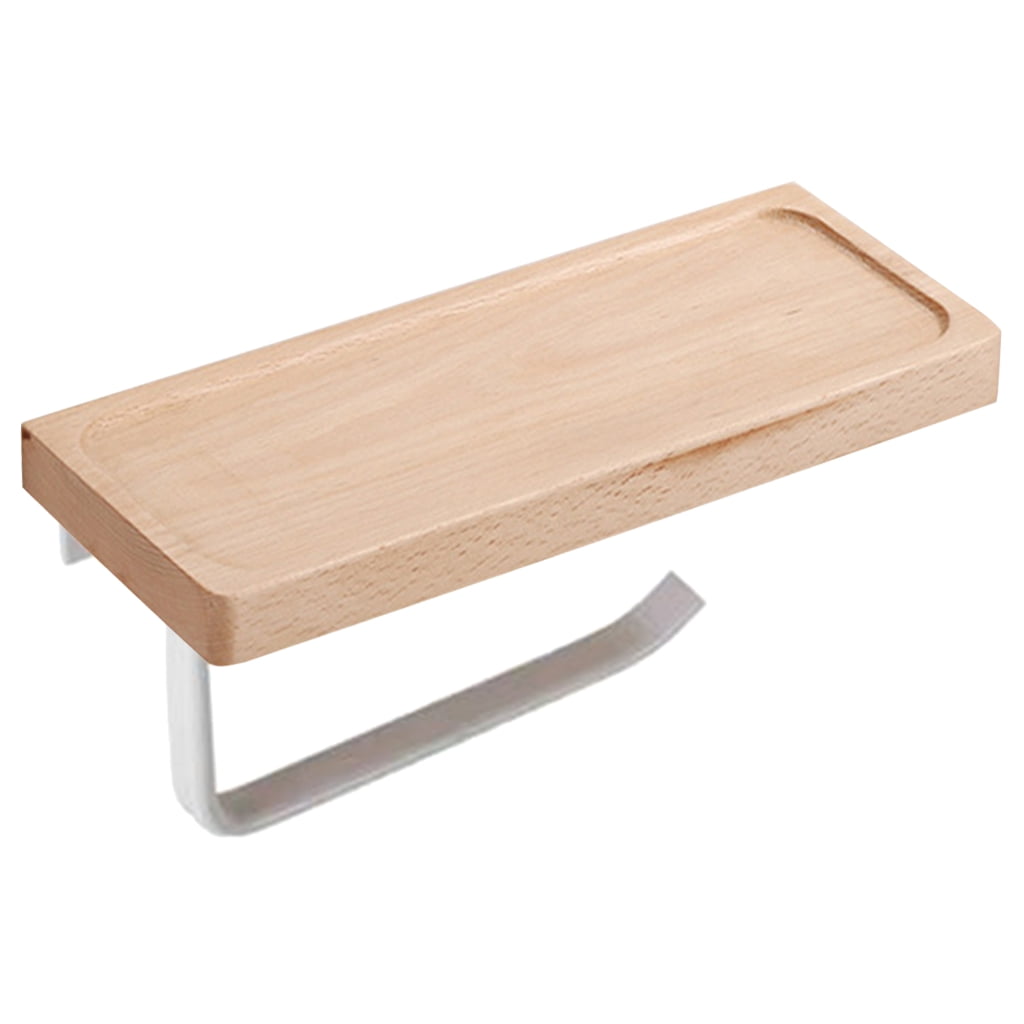 Huhudde Toilet Paper Holder with Wood Tray Bathroom Phone Storage ...