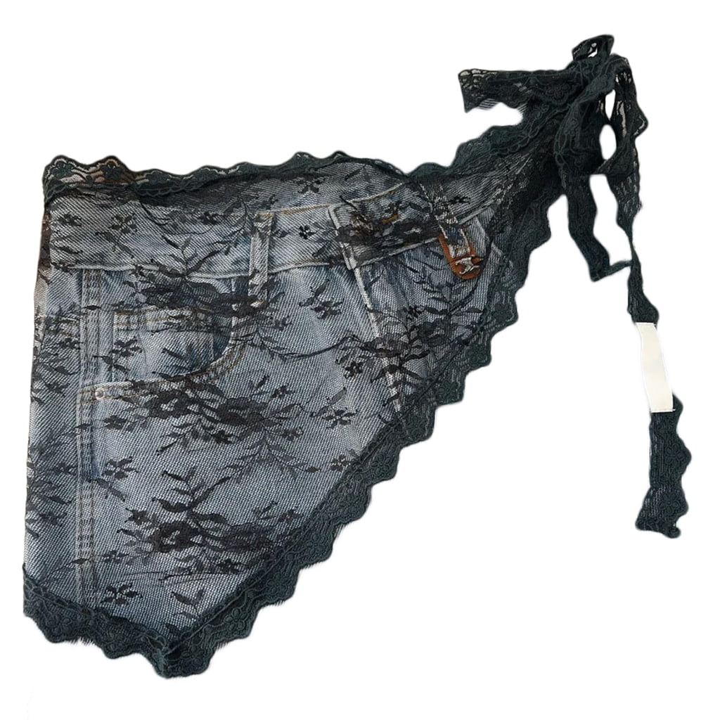 Huhudde Women Aesthetic Layering Wrap Skirt Flower Lace Triangular Hip ...