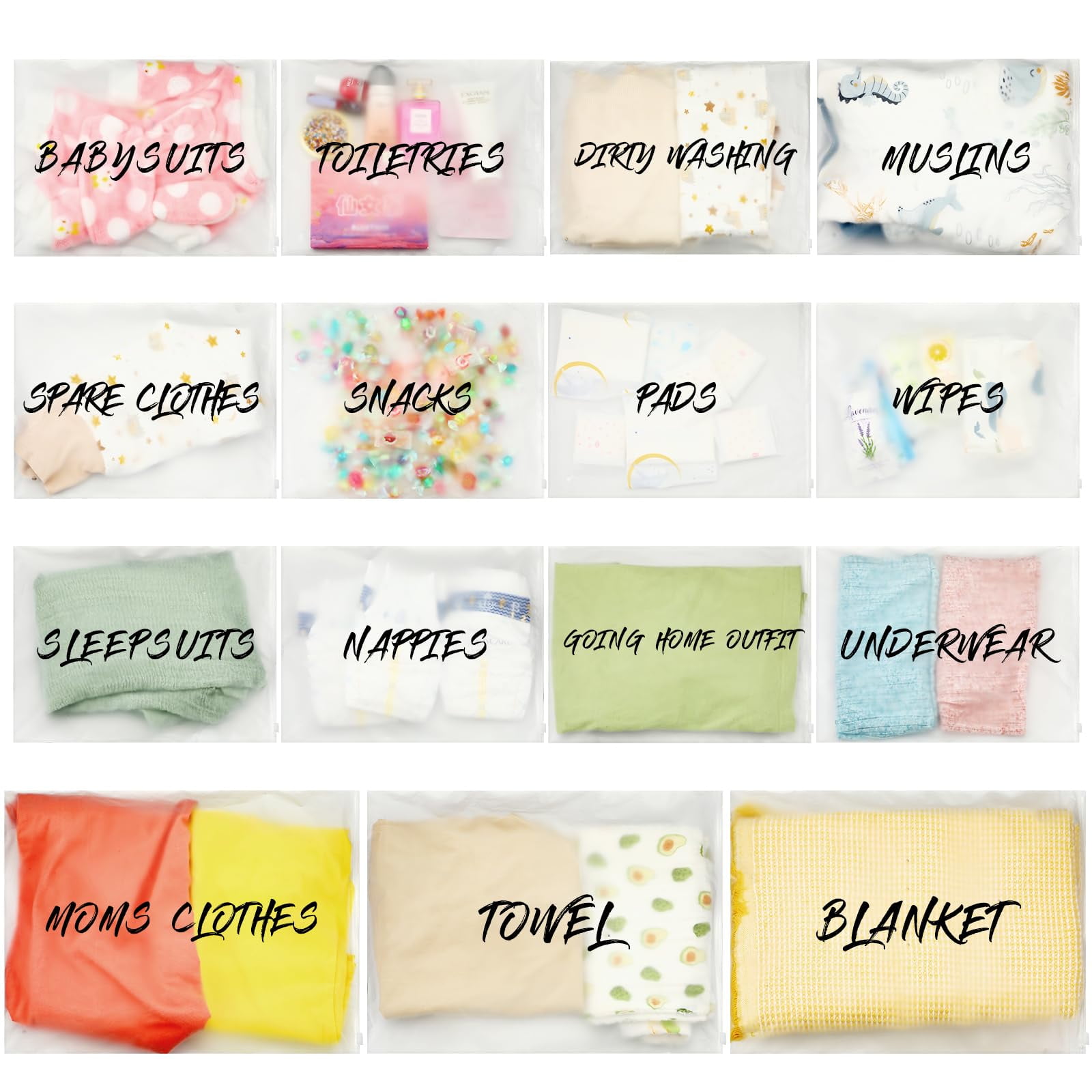 Huhumy 15 Pcs Hospital Bags for Labor and Delivery Resealable Birth ...