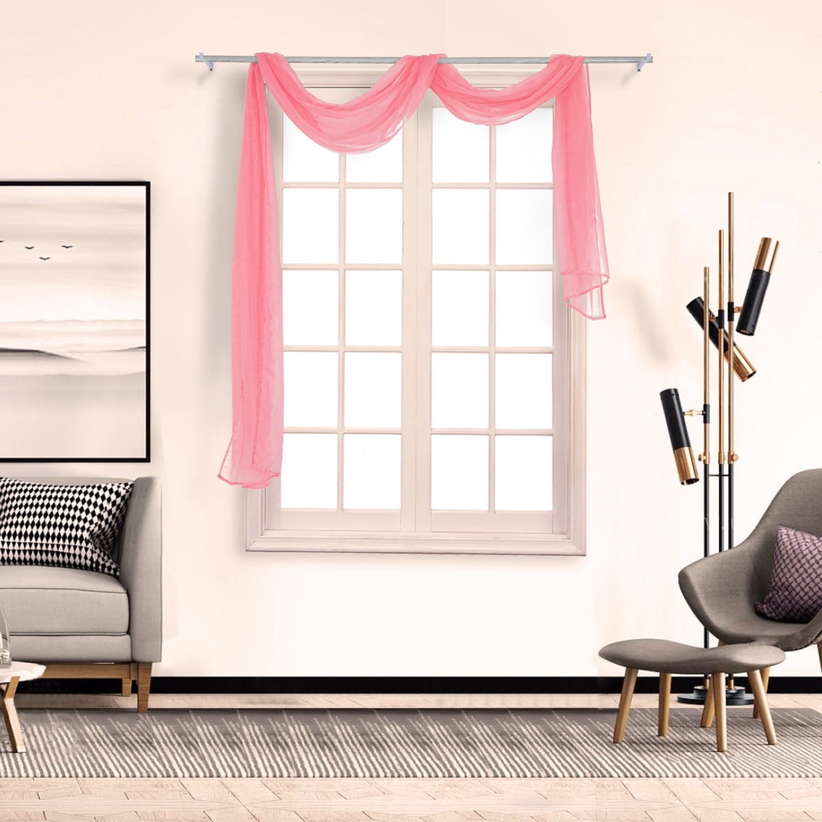 Huhuzaio Curtains 1Pcs Voile Curtain Swags All Colours Pelmet Valance ...