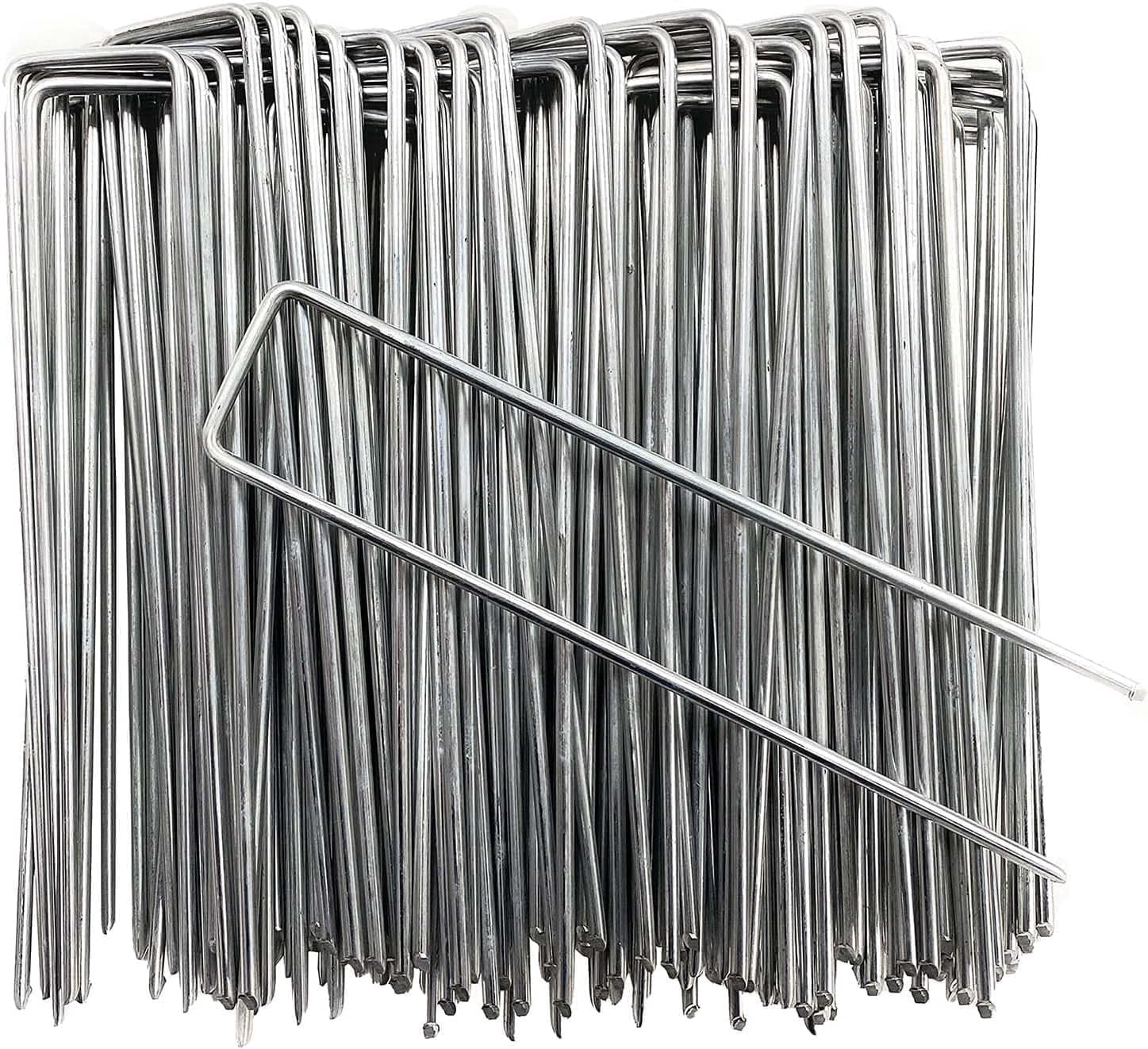 HuiJuMei 50 Pack Garden Landscape Staples, 6 Inch 11 Gauge Galvanized ...