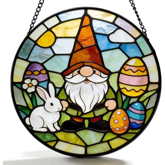 HuiXinOu 2D Easter Gnome Sun Catcher, Colorful Acrylic Window Hanging ...