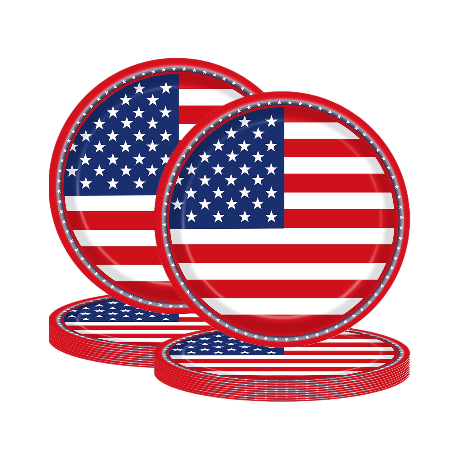 HuiXinOu American Flag Paper Plates, Patriotic Party Plates Set 7 inch ...