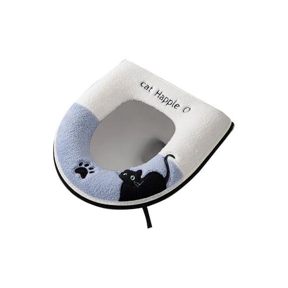 HuiXinOu Black Cat Toilet Seat Cover, Plush Soft Zippered Warm Bidet ...