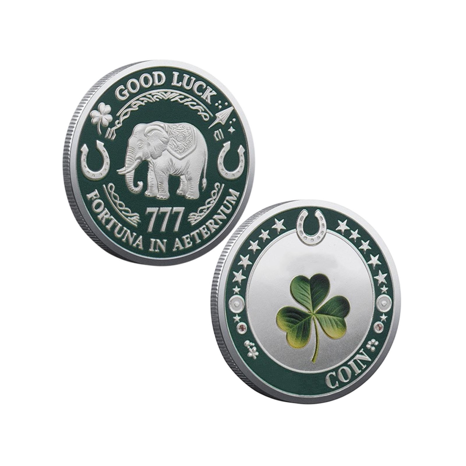 HuiXinOu Four Leaf Clover Commemorative Coin Good Luck Charm Souvenir ...