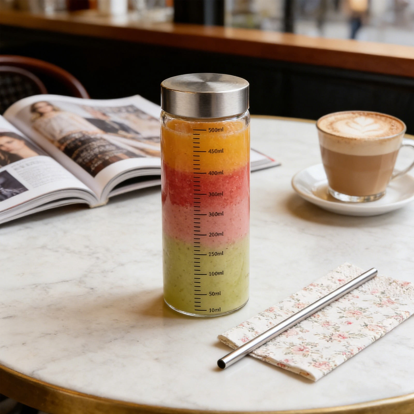 HuiXinOu High Borosilicate Glass Juice Cup with Cover, Heat Resistant ...