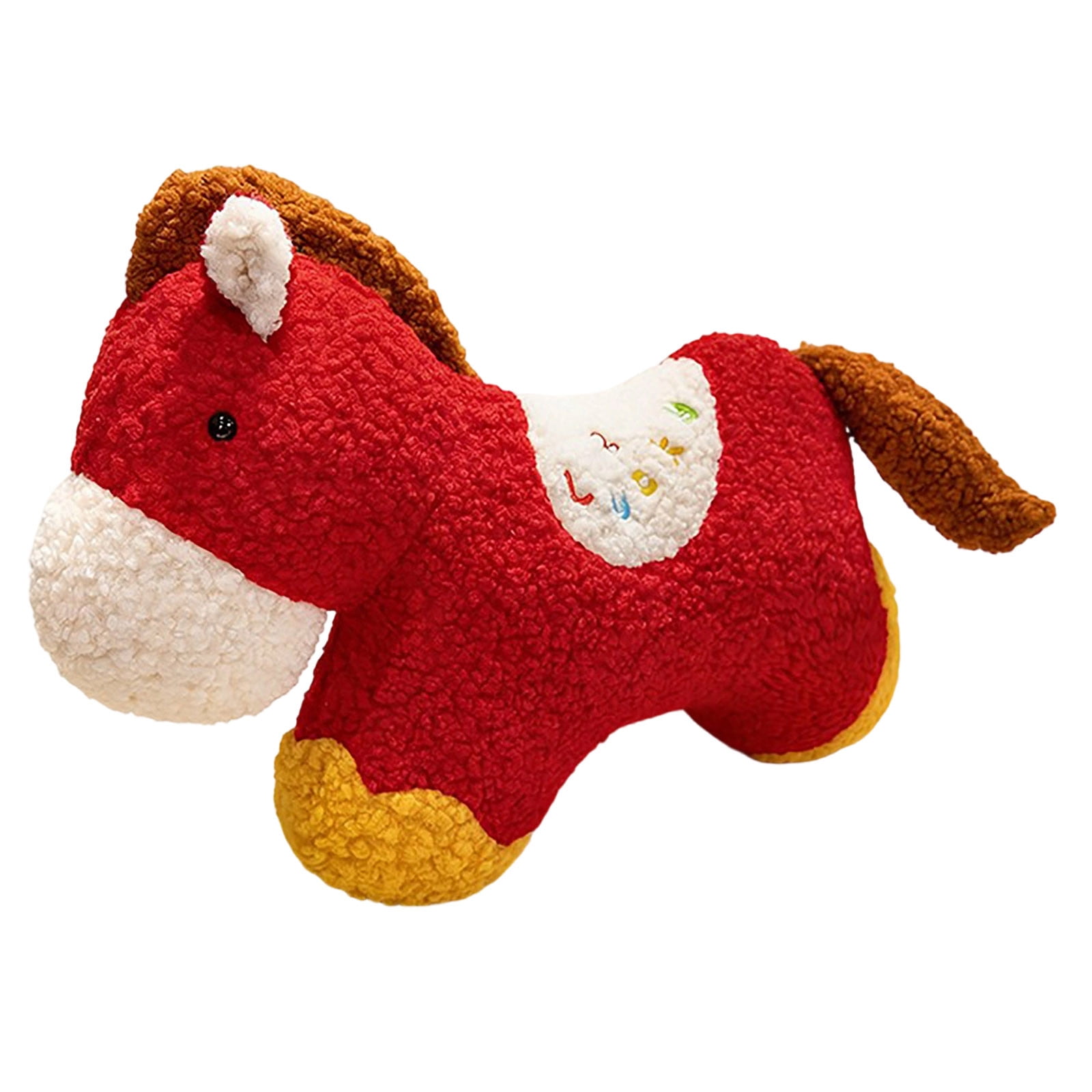 HuiXinOu Red Irregular Shaped Soft Plush Horse Pillow, 2026 Fire Year ...