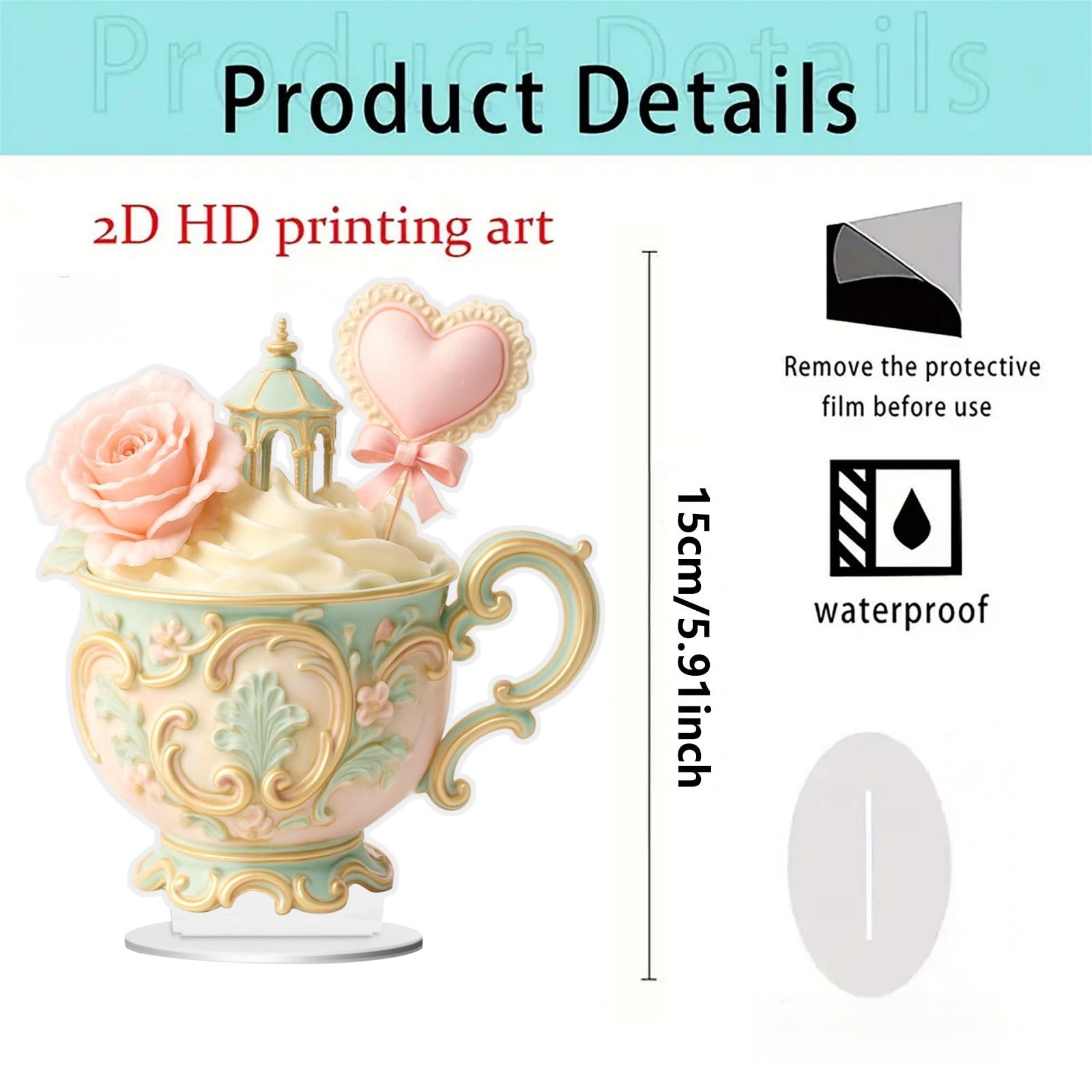 HuiXinOu Romantic Tea Cup Ornament Gift For Lover Day Lover Valentines ...