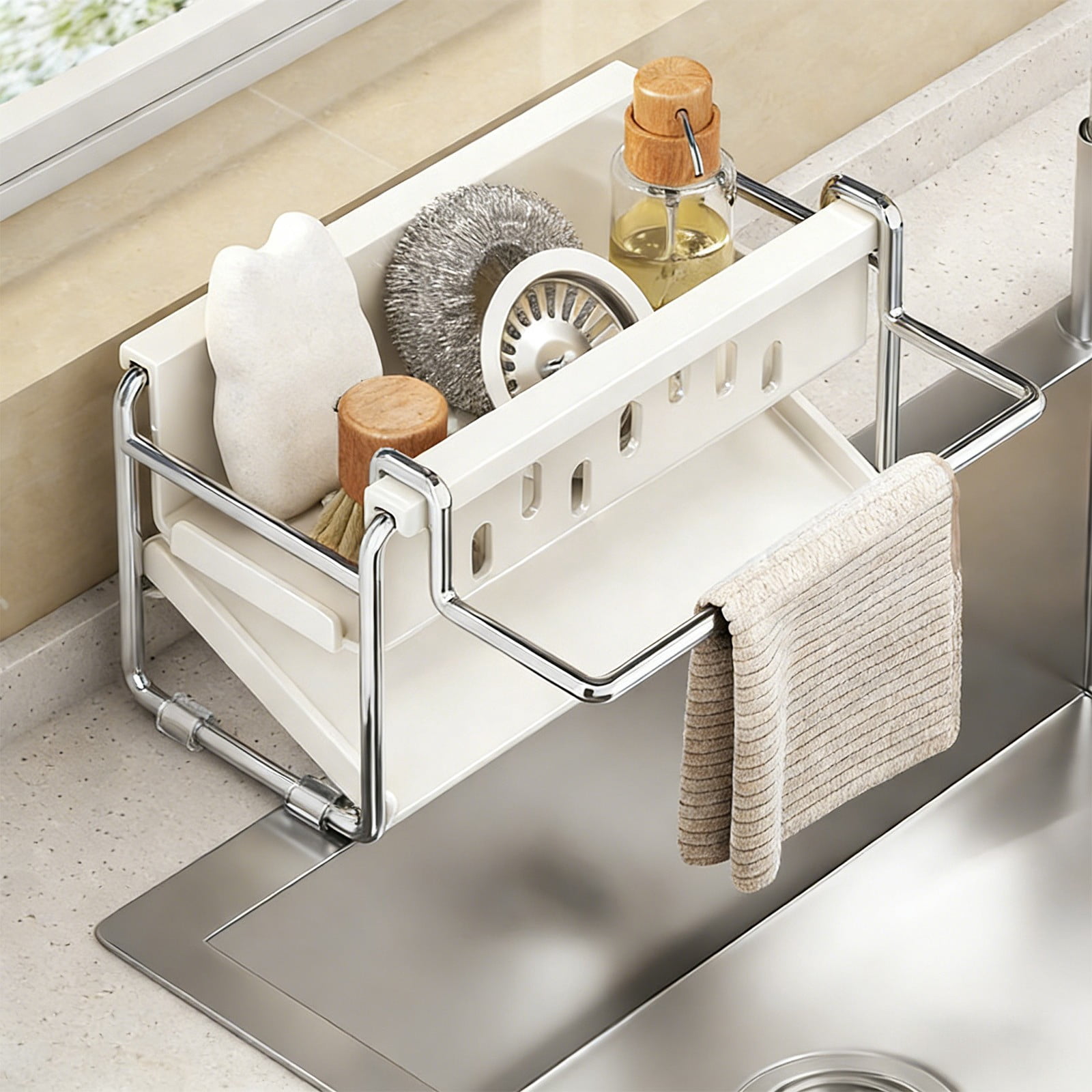 HuiXinOu Stainless Steel Sink Rack, Over the Sink Dish Drying Rack with ...
