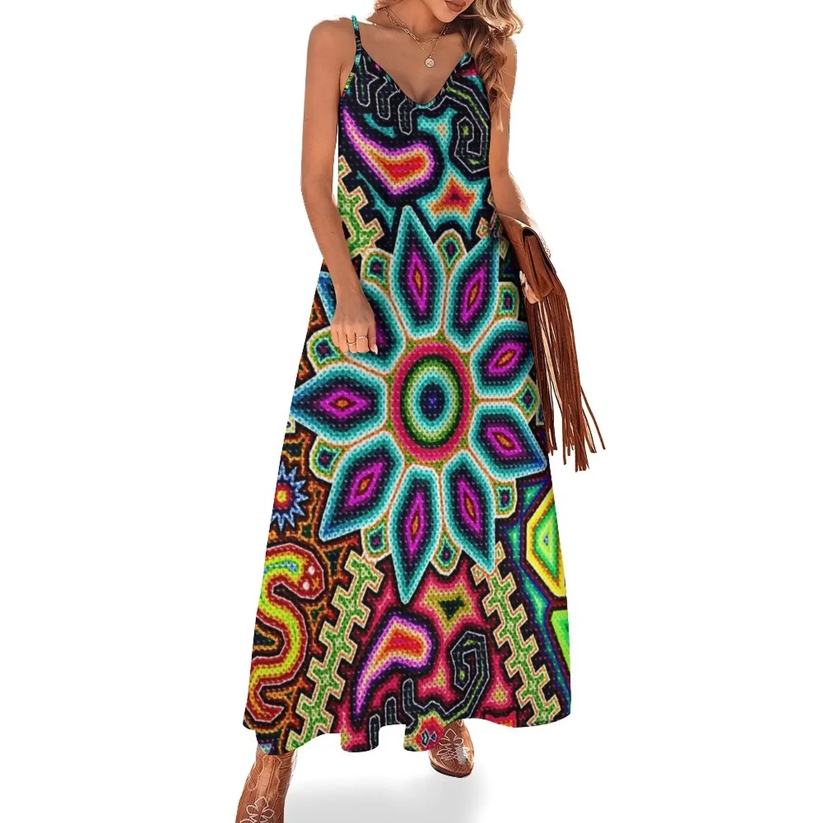 Huichol Art Mexico Sleeveless Dress prom dress woman dress 2025 dresses ...