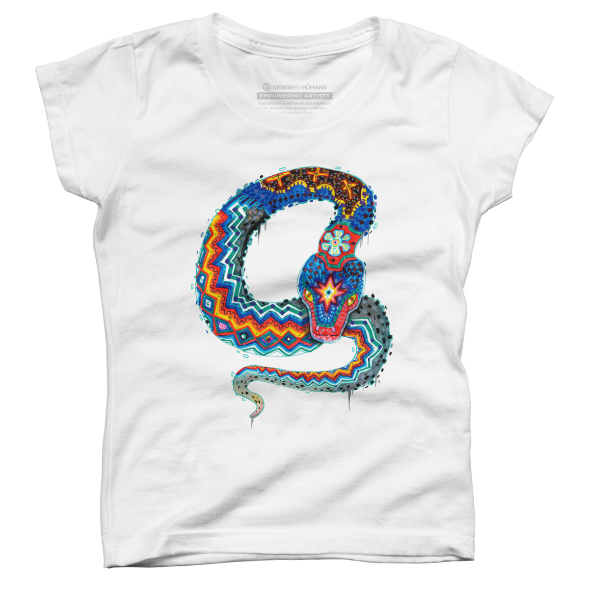 Huichol rattlesnake Girls White Graphic Tee - Design By Humans XL ...