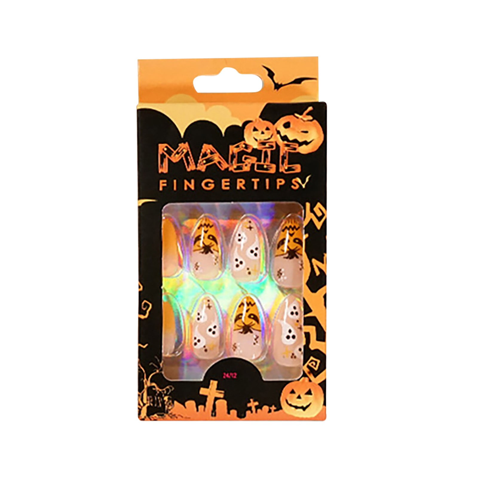 Huiniadese Fake Nails Halloween Artificial FALSE 24pcs Gothic With Glue ...