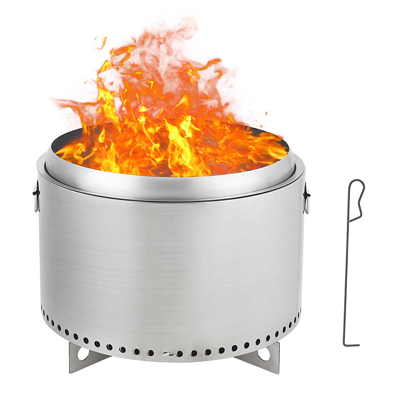 Huisuilinss 20.5 Inch Smokeless Fire Pit,Outdoor Fire Pits,Stainless ...