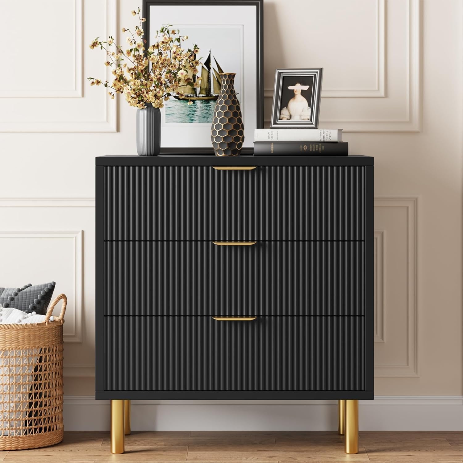 Huisuilinss 3 Drawer Dresser For Bedroom,Wood Chest Of Drawers ...