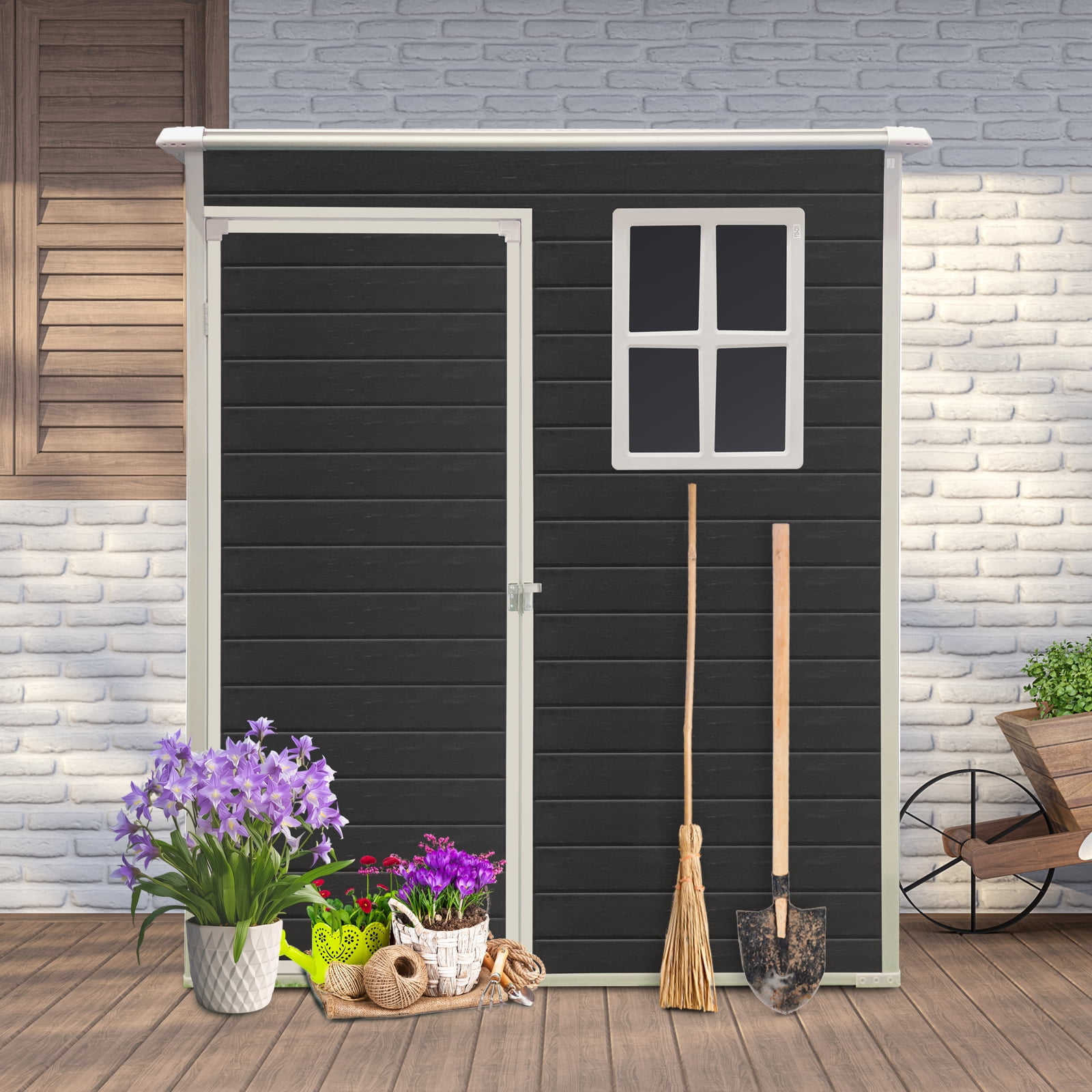 Huisuilinss 5x3FT Resin Storage Shed Outdoor Storage Shed Storage Sheds ...