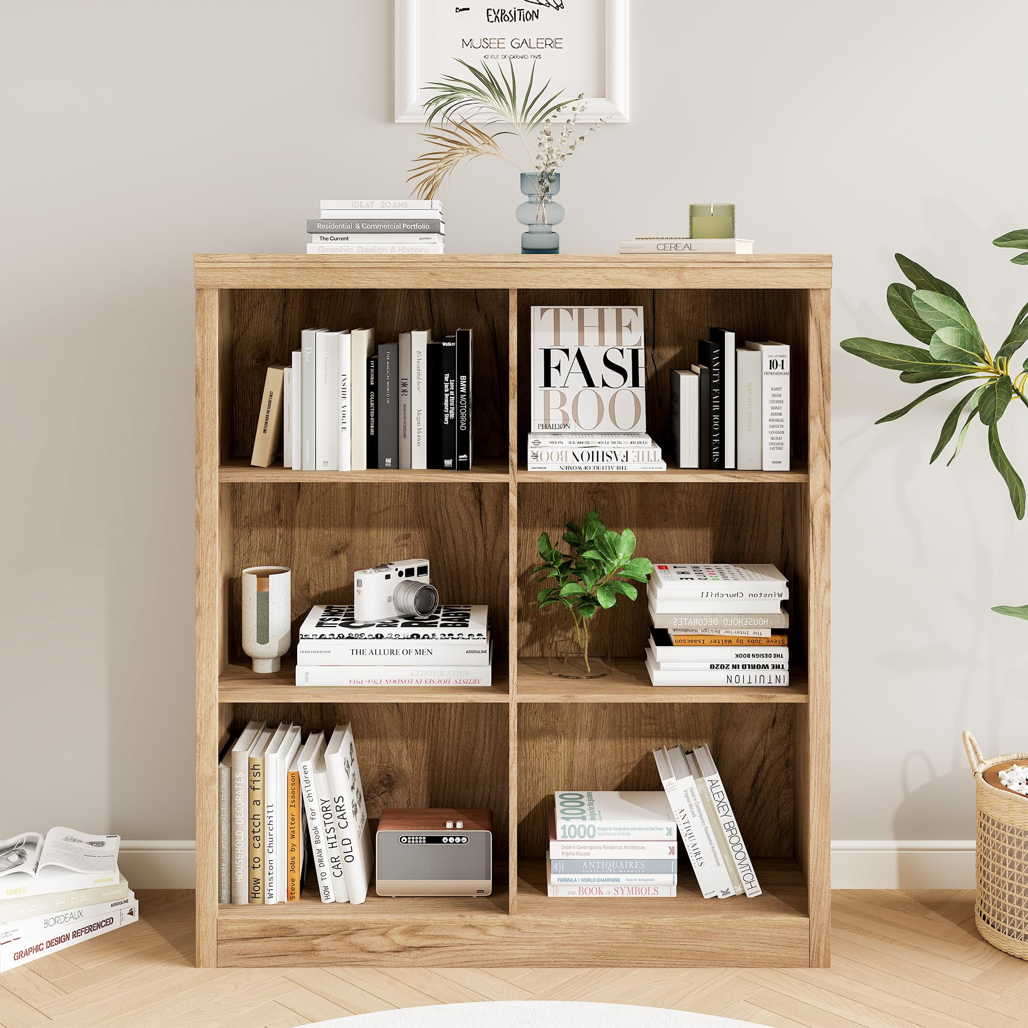 Huisuilinss 6 Cube Storage Organizer,53" Bookcase,3-Tier Bookshelf,Open ...