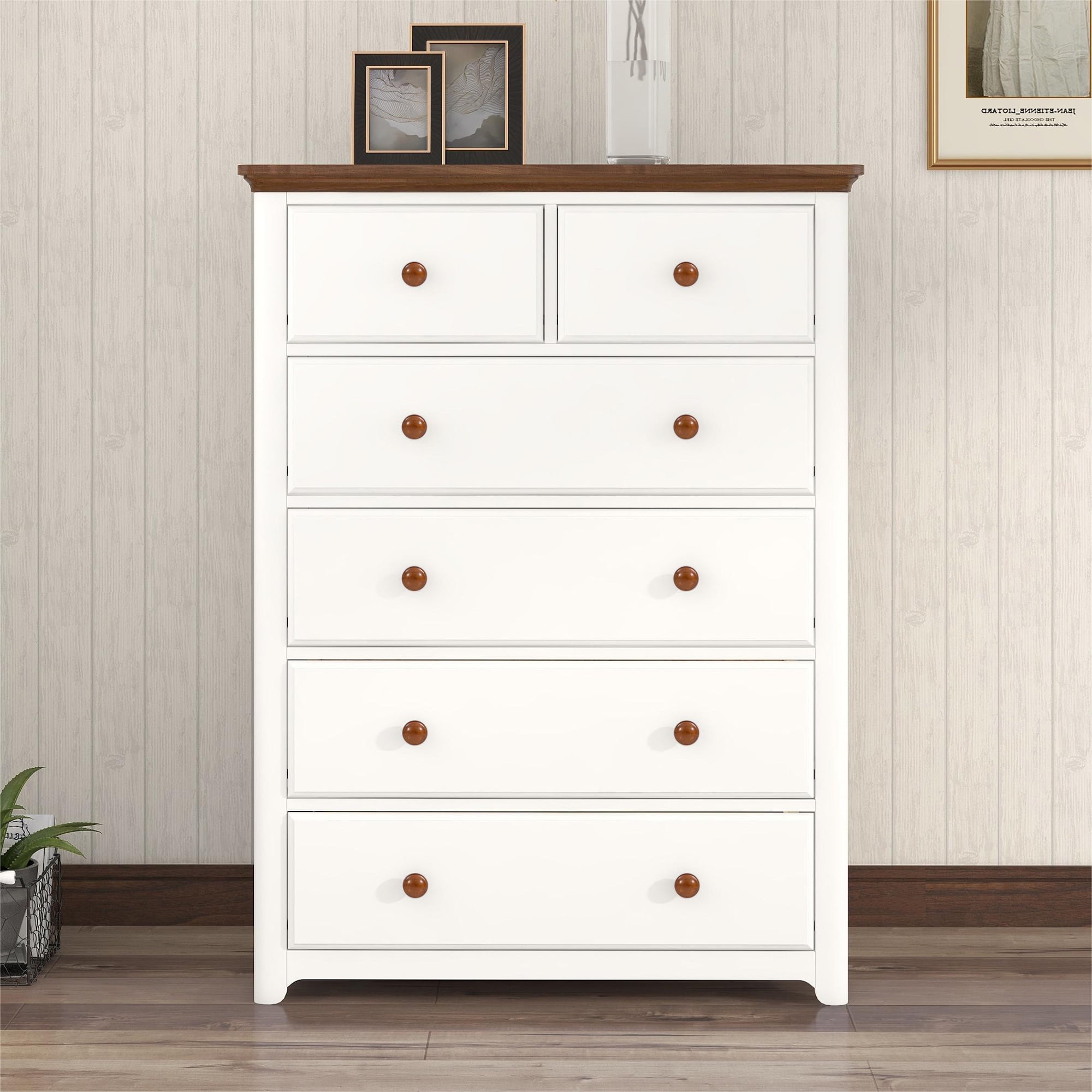 Huisuilinss 6 Drawers Dresser Tall Chest Of Drawers Vertical Bedside ...