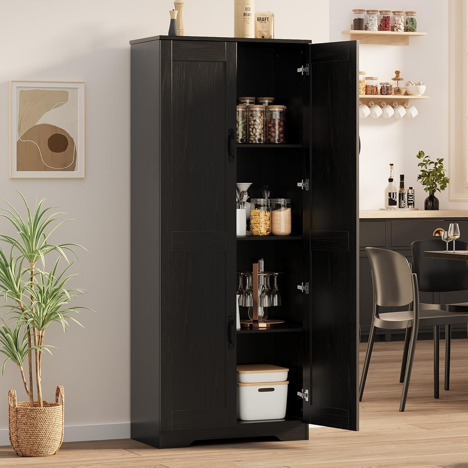 Huisuilinss 60" Tall Pantry Cabinet,Kitchen Pantry Storage Cabinets ...