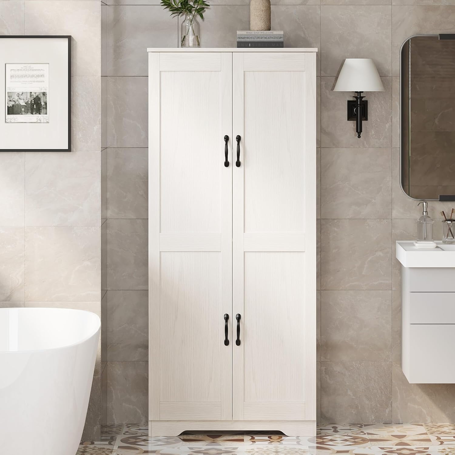 Huisuilinss 60" Tall Pantry Cabinet,Kitchen Pantry Storage Cabinets ...