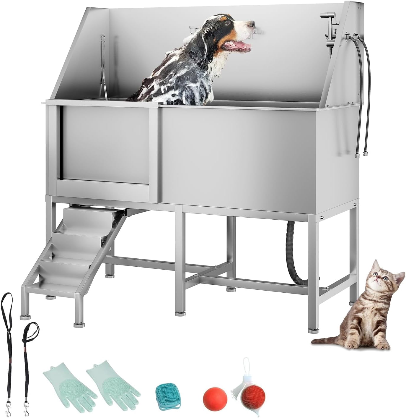 Huisuilinss 62" Dog Washing Station,Pet Dog Bathing Station With Ramp ...