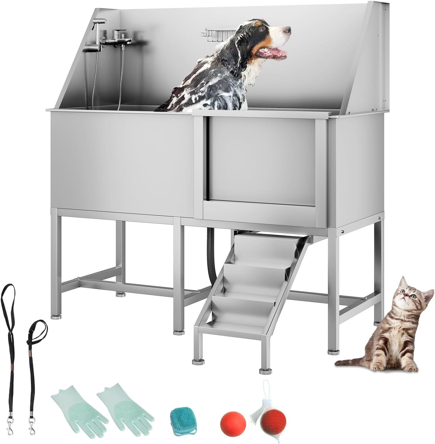 Huisuilinss 62" Dog Washing Station,Pet Dog Bathing Station With Ramp ...