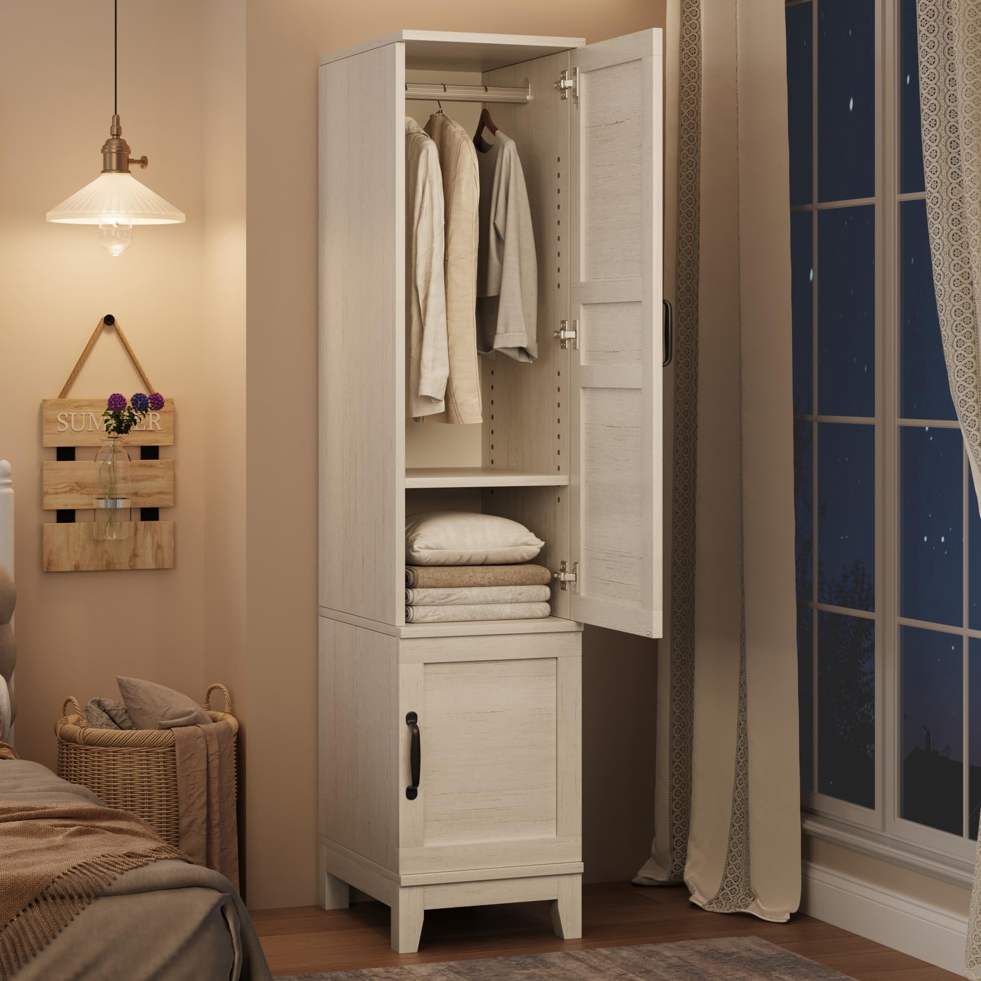 Huisuilinss Armoire Wardrobe Closet,72" Wood Wardrobe Cabinet,Narrow ...
