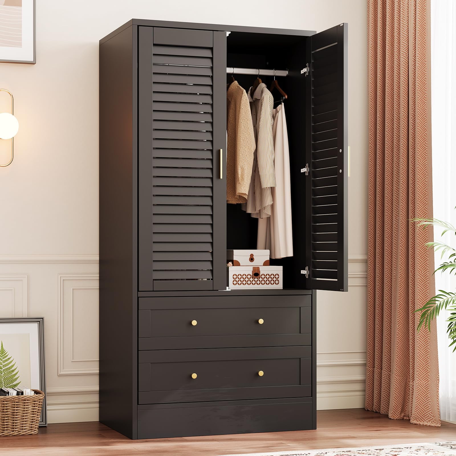 Huisuilinss Armoire Wardrobe Closet,Modern Clothing Storage Cabinet ...