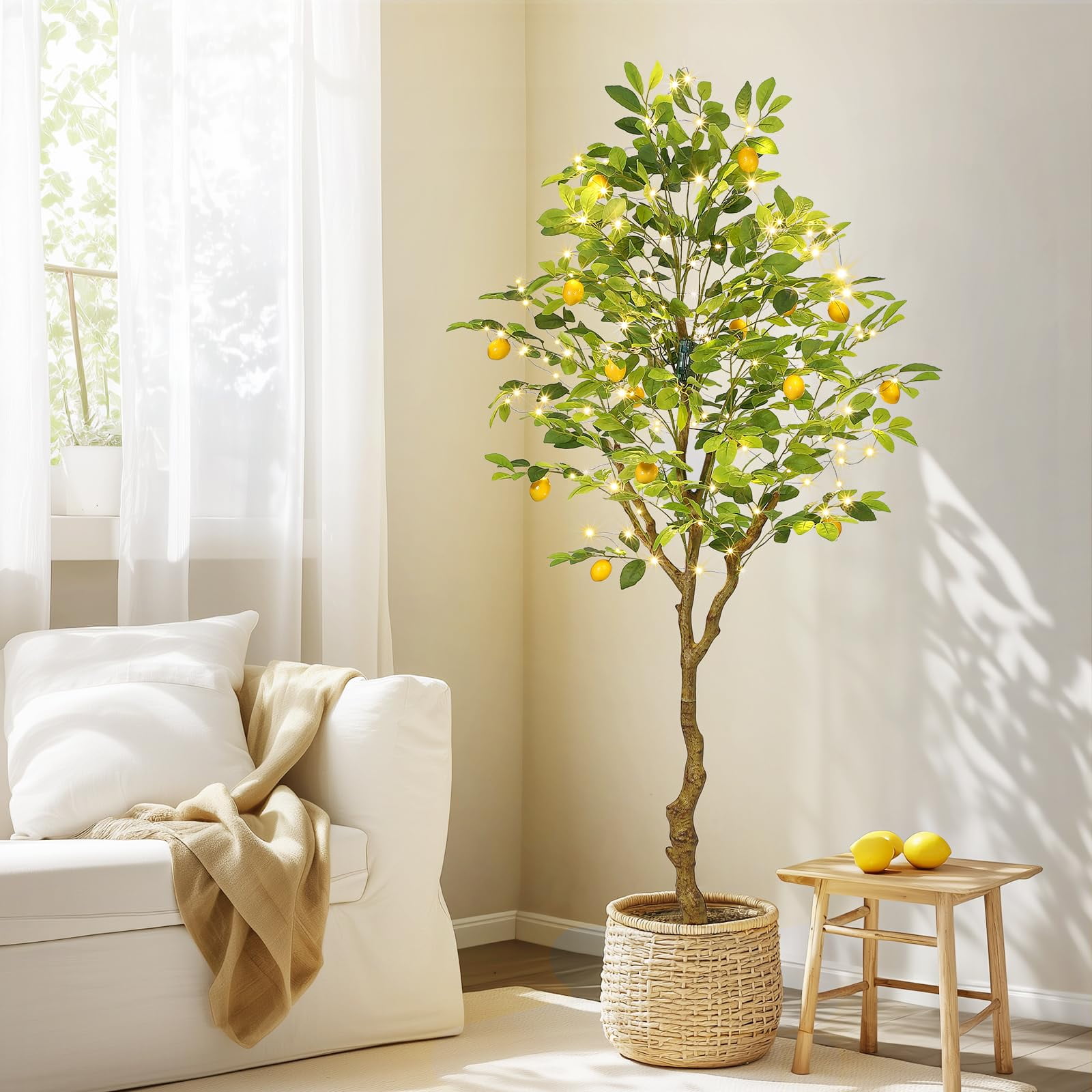 Huisuilinss Artificial Lemon Tree,Potted Faux Lemon Tree With Realistic ...