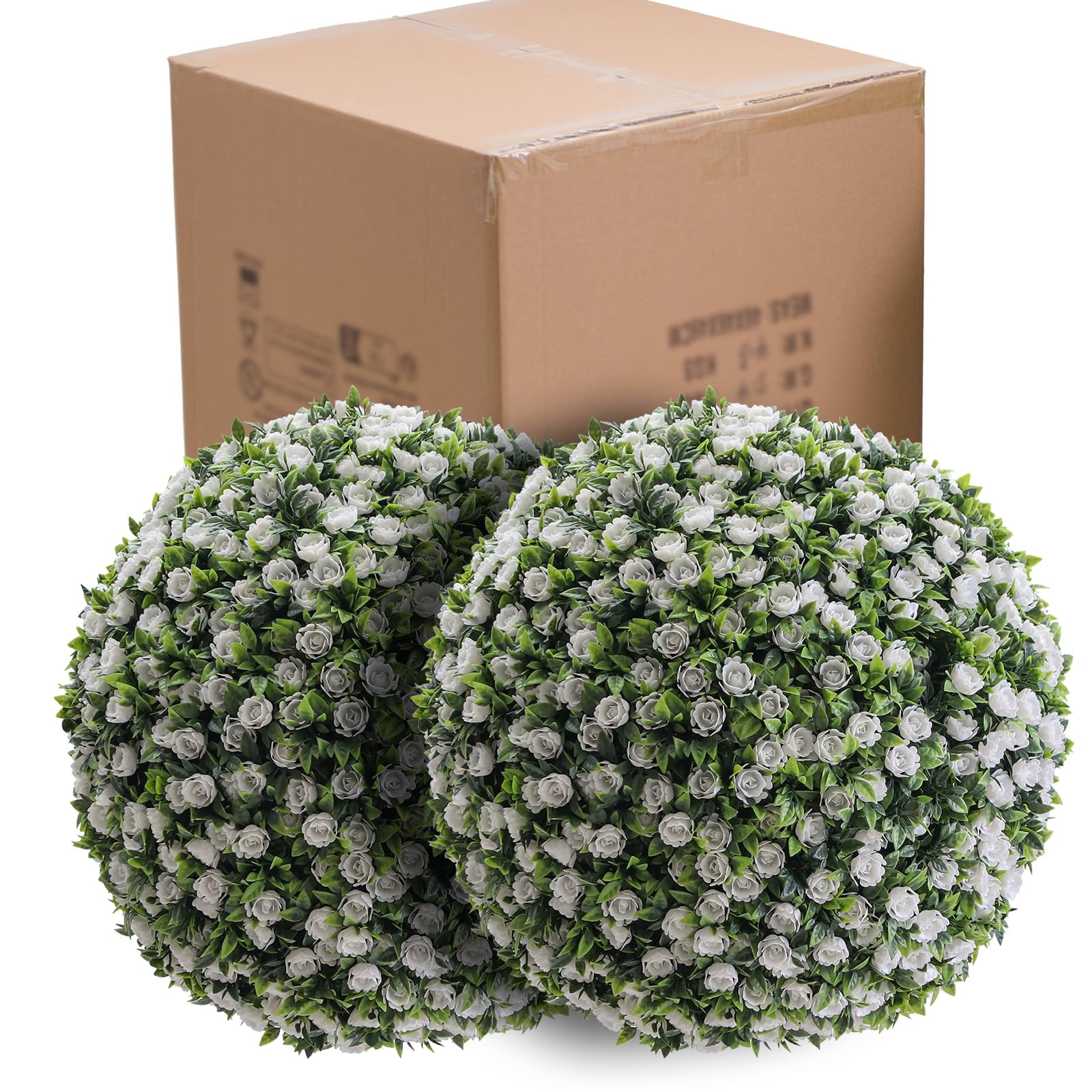 Huisuilinss Artificial Topiary Ball,Red Rose Artificial Topiary Flower ...
