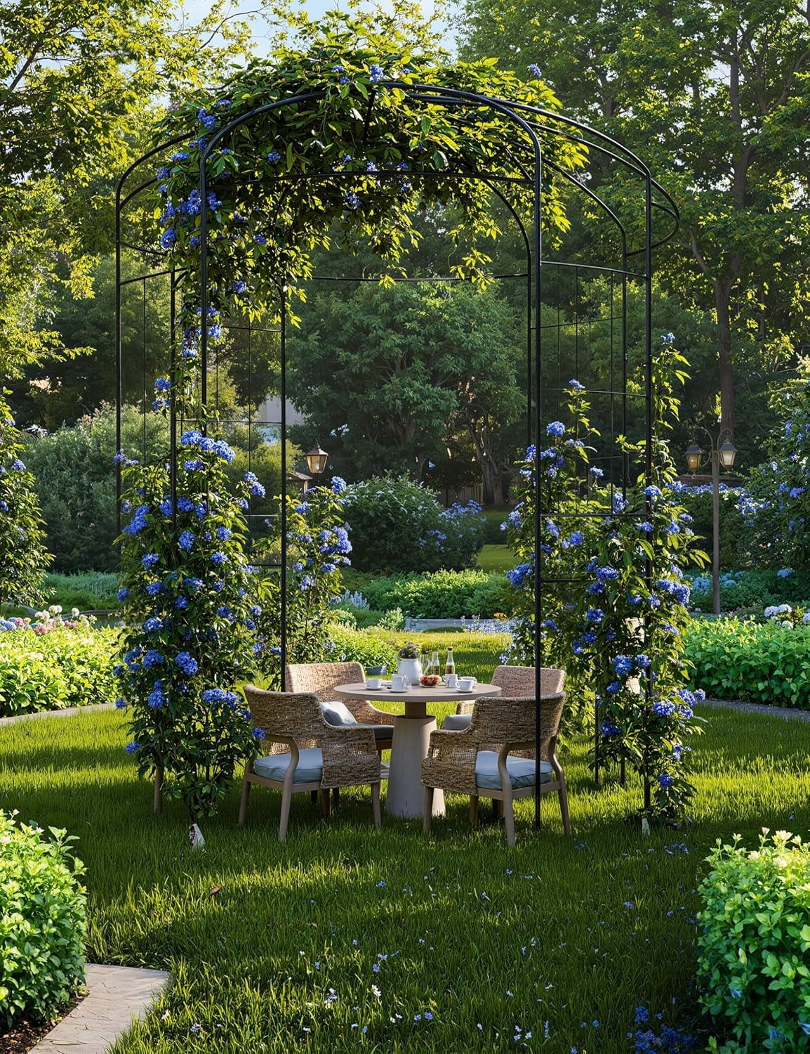 Huisuilinss Birdcage Shape Garden Arch Arbor,8.8FT Metal Garden Arbor ...