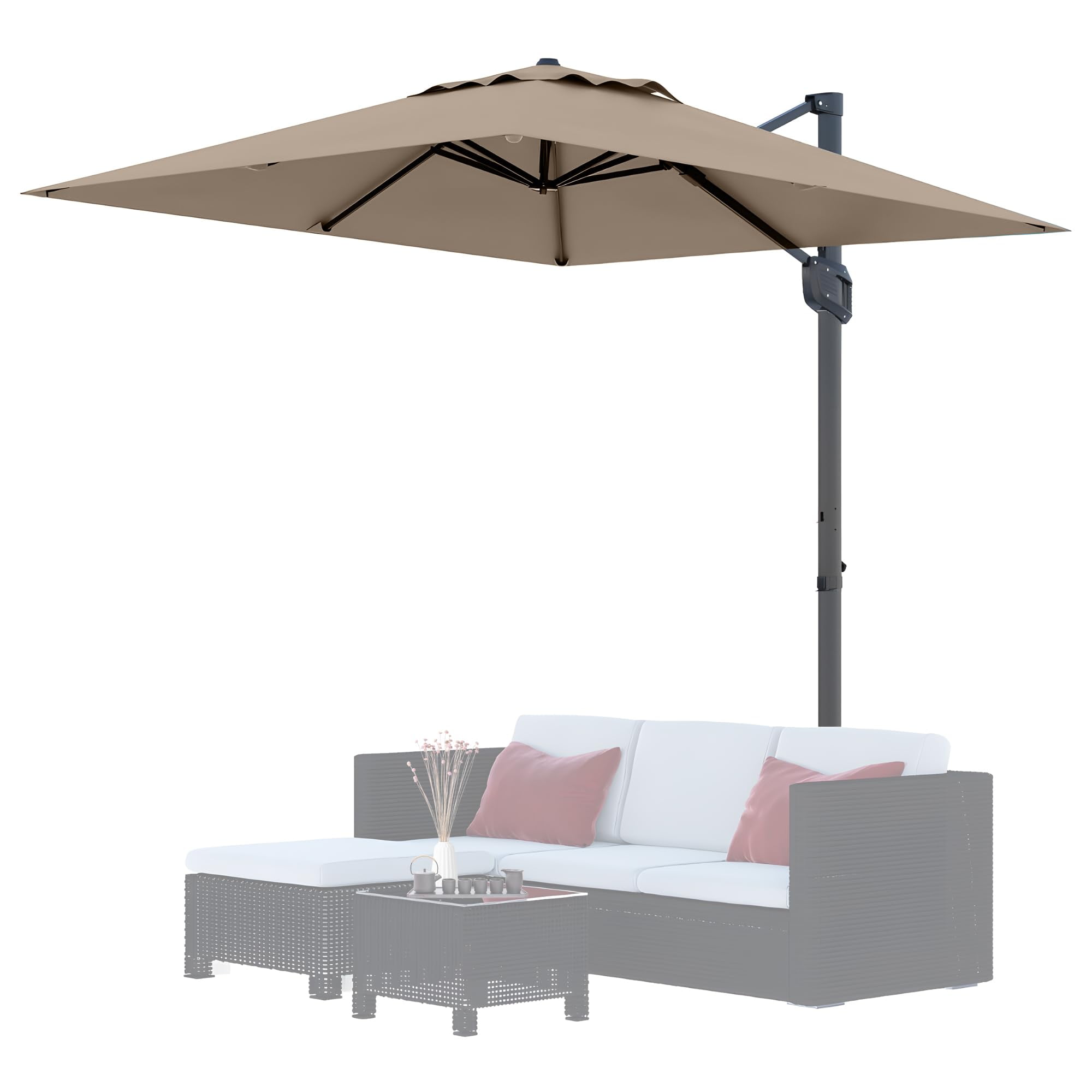 Huisuilinss Cantilever Patio Umbrella,Rectangular Cantilever Outdoor ...
