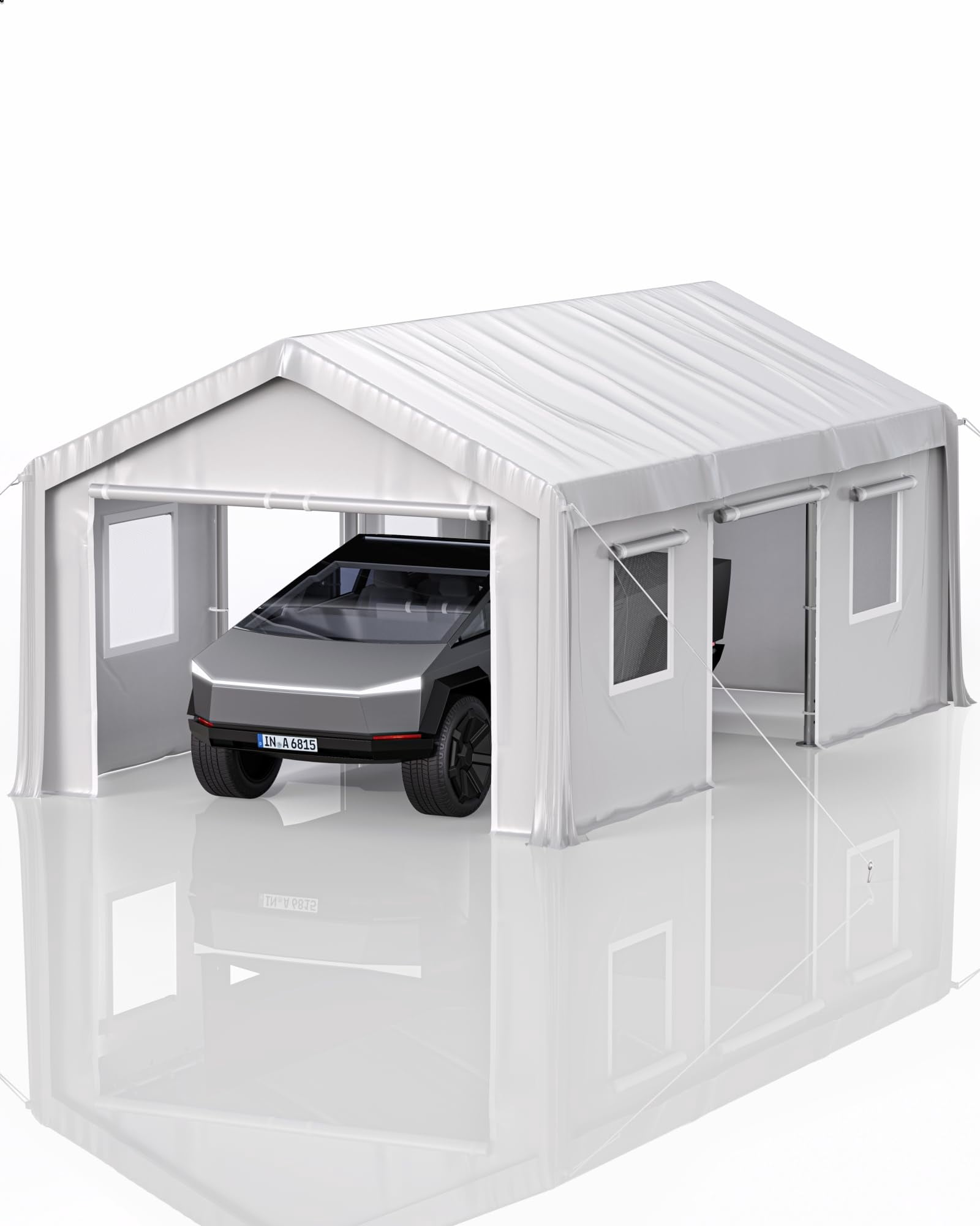 Huisuilinss Carport,10 x 20 Ft Portable Garage With Roll-up Windows ...