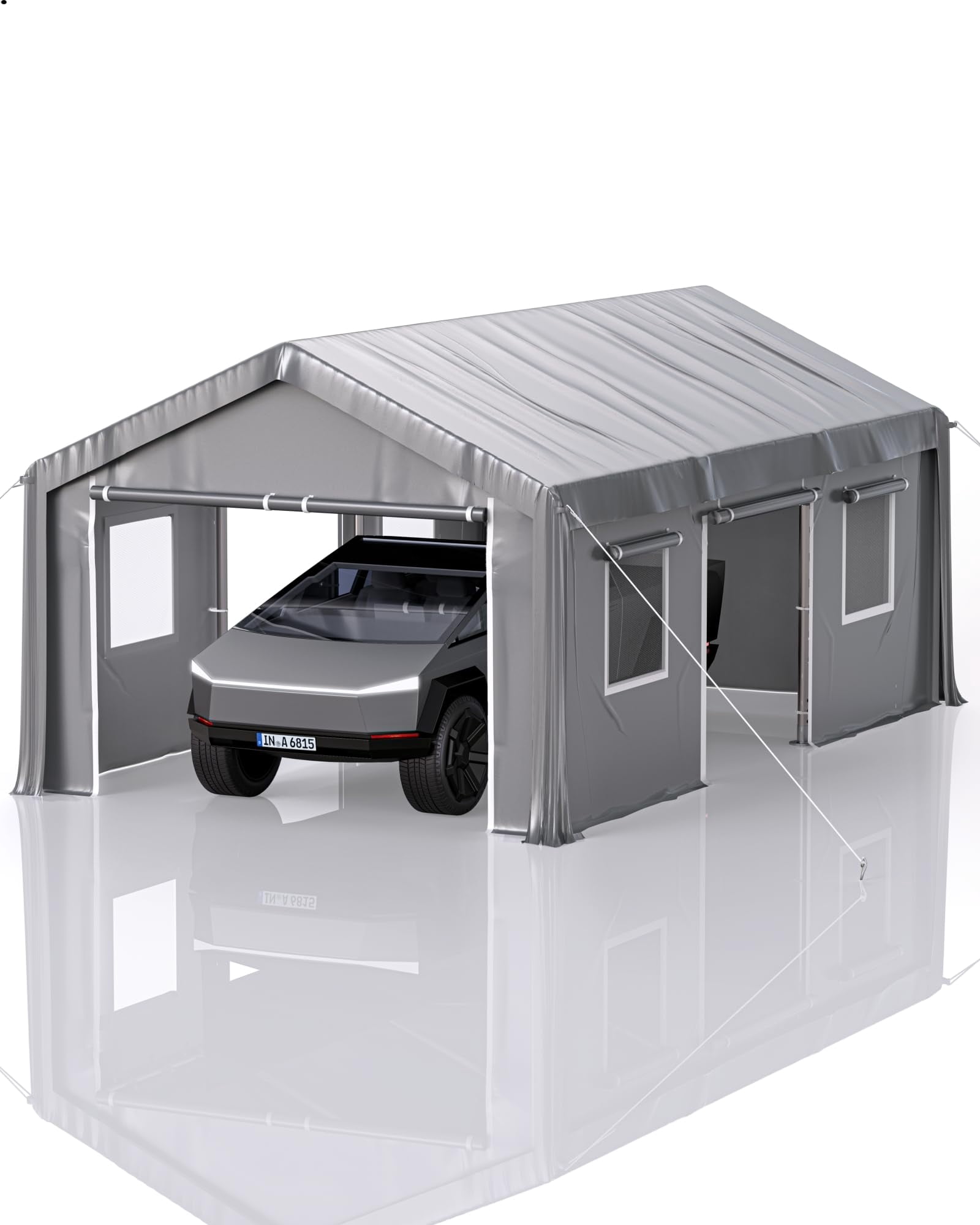 Huisuilinss Carport,10 x 20 Ft Portable Garage With Roll-up Windows ...