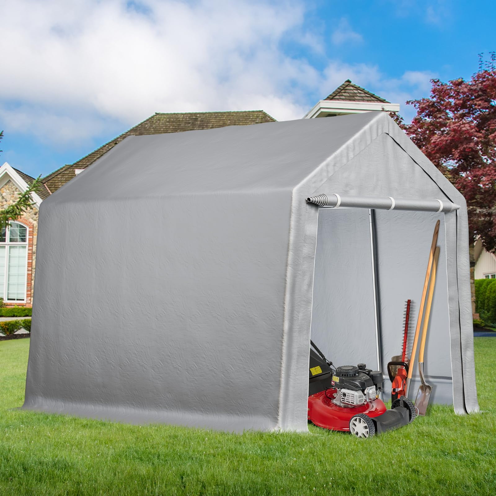 Huisuilinss Carport Storage Shed, Shelter Logic with Roll-up Zipper ...
