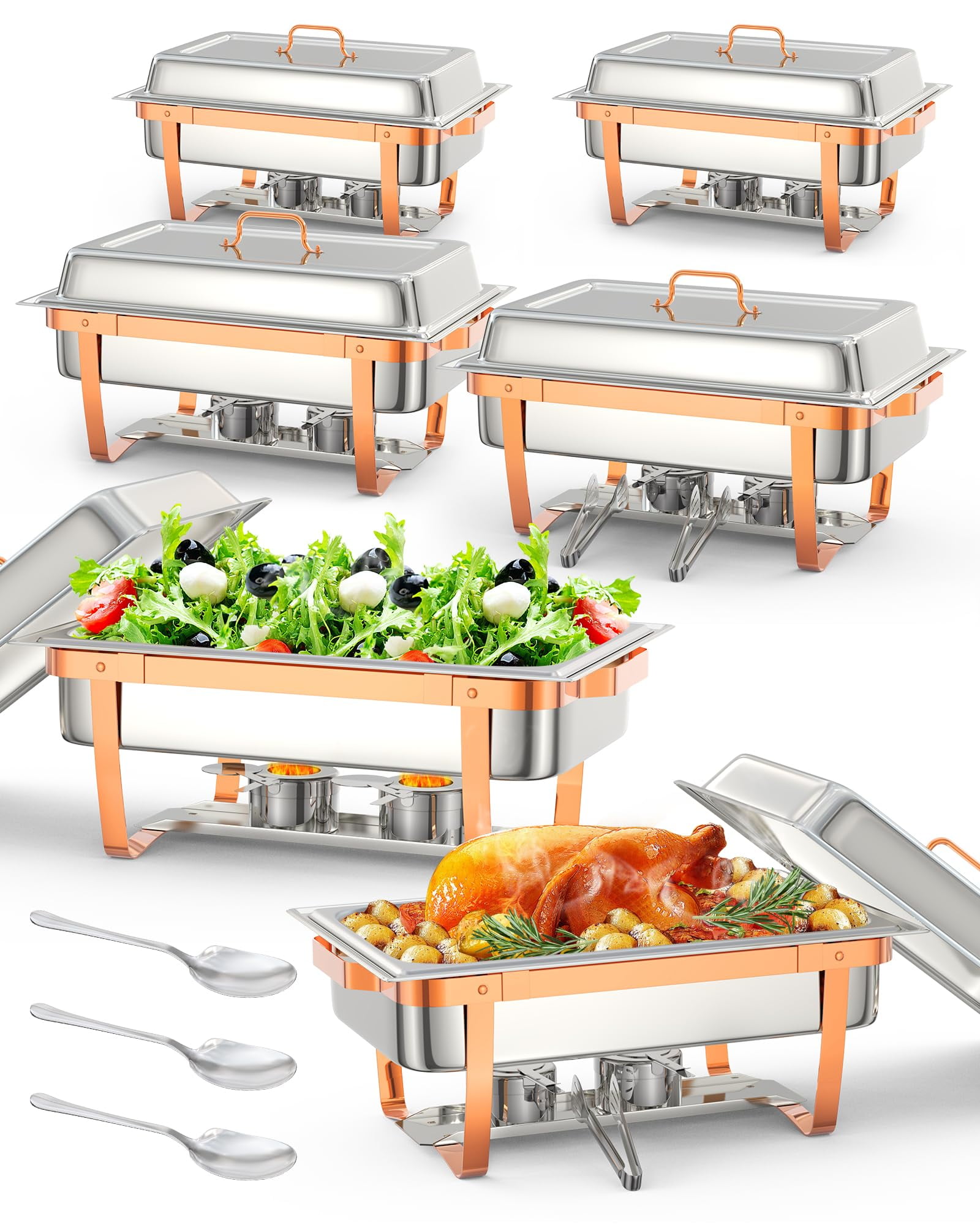 Huisuilinss Chafing Dish Buffet Set,8QT Rectangle Chafing Dishes For ...