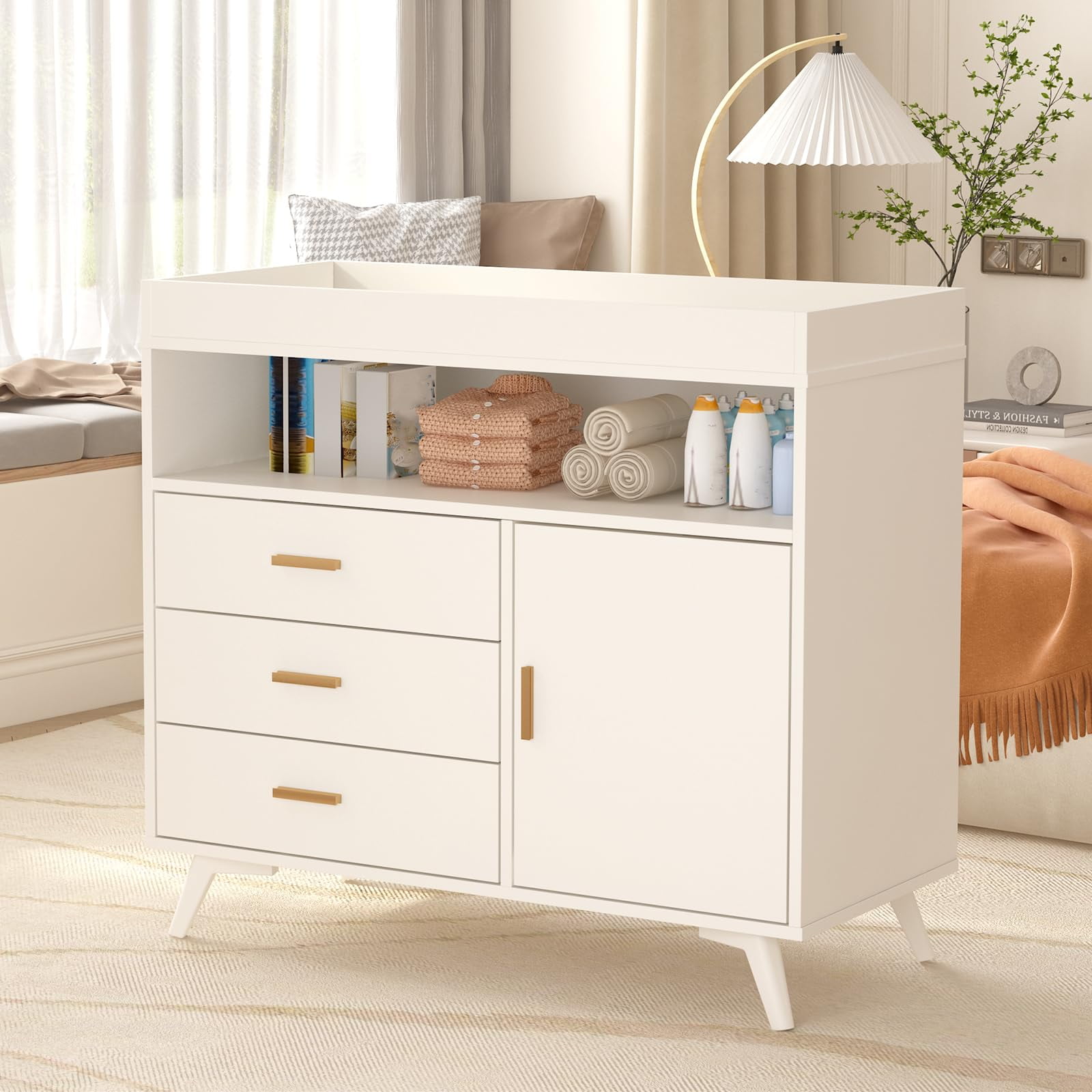 Huisuilinss Changing Table Dresser,3 Drawer Dresser,Diaper Changing ...