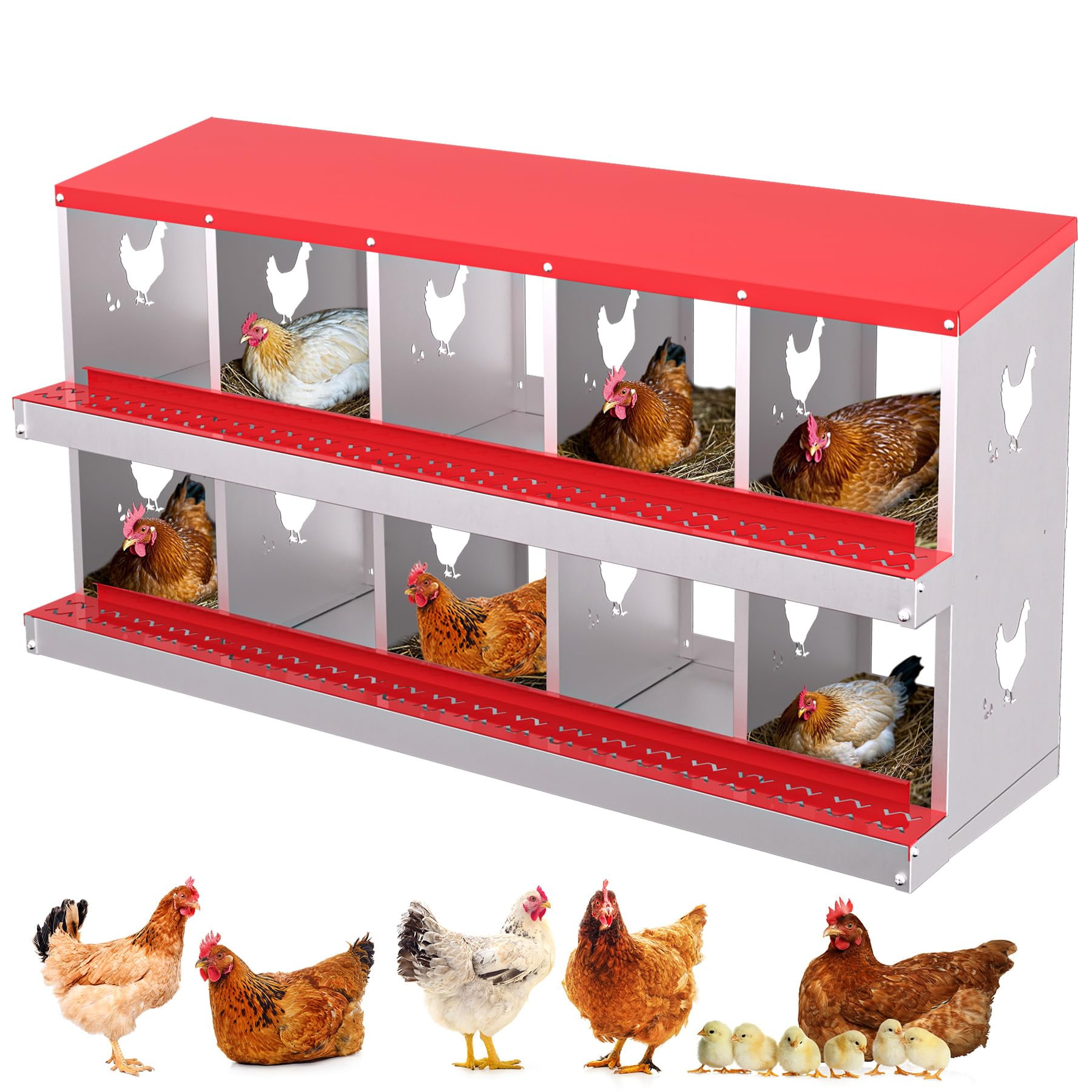 Huisuilinss Chicken Nesting Box,Metal Chicken Laying Boxes,6/8/10 Hole ...