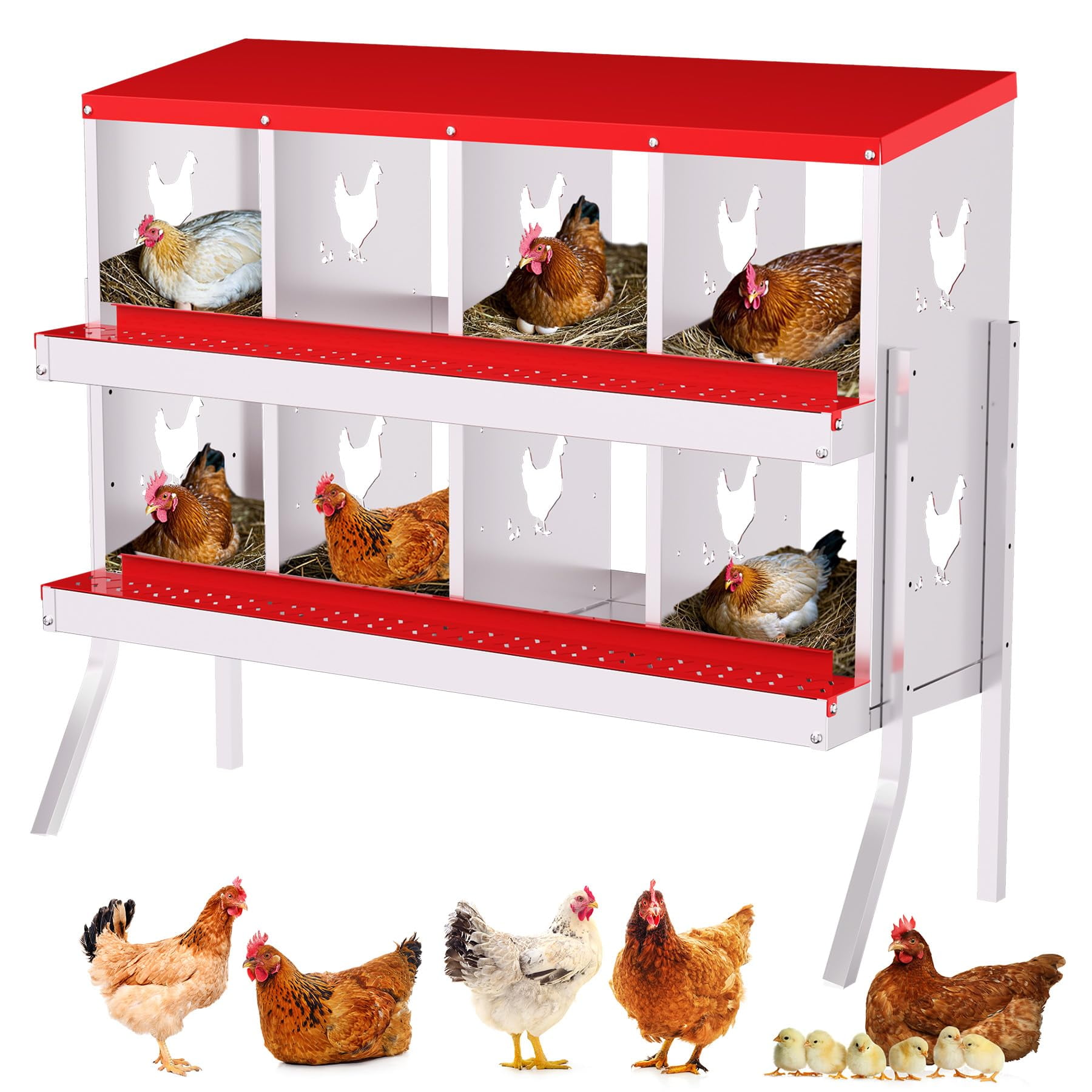 Huisuilinss Chicken Nesting Box,Metal Chicken Laying Boxes,6/8/10 Hole ...