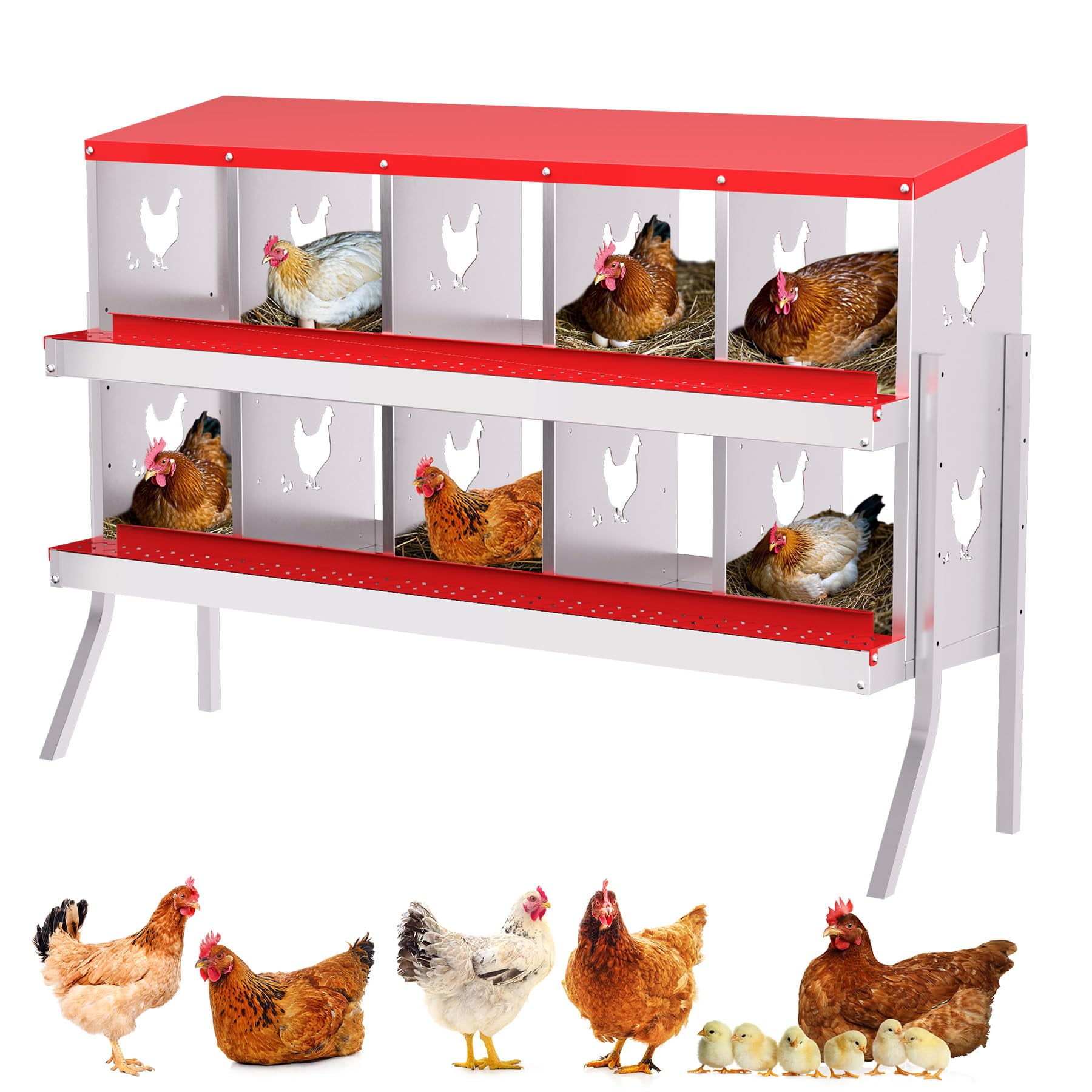 Huisuilinss Chicken Nesting Box,Metal Chicken Laying Boxes,6/8/10 Hole ...